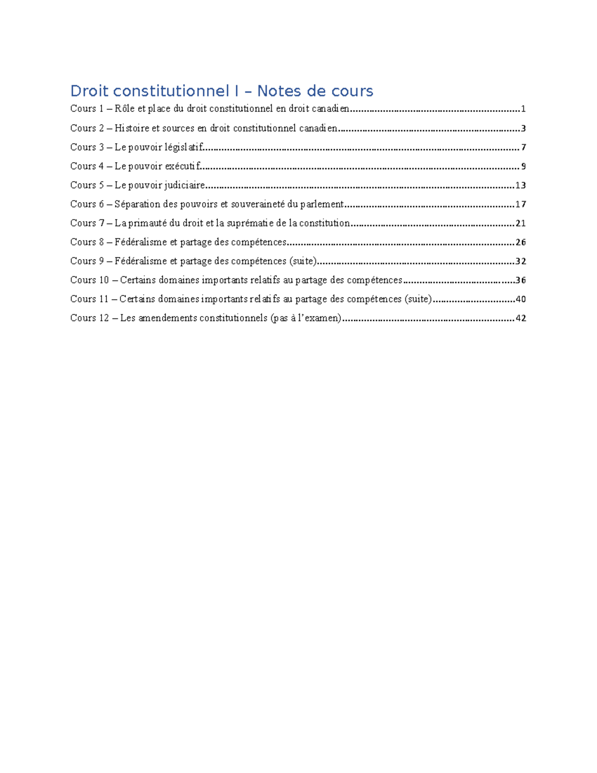 DRT119 - notes de cours - Droit constitutionnel I – Notes de cours ...