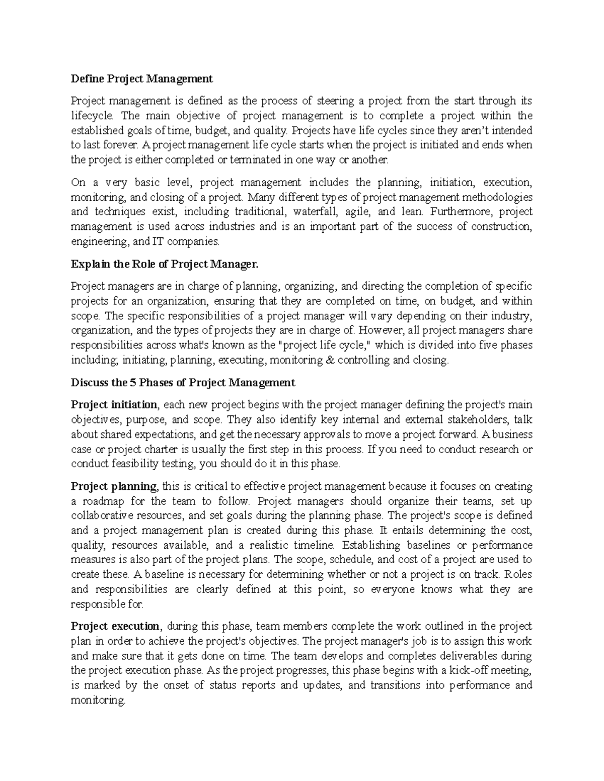 Define Project Management - Define Project Management Project ...