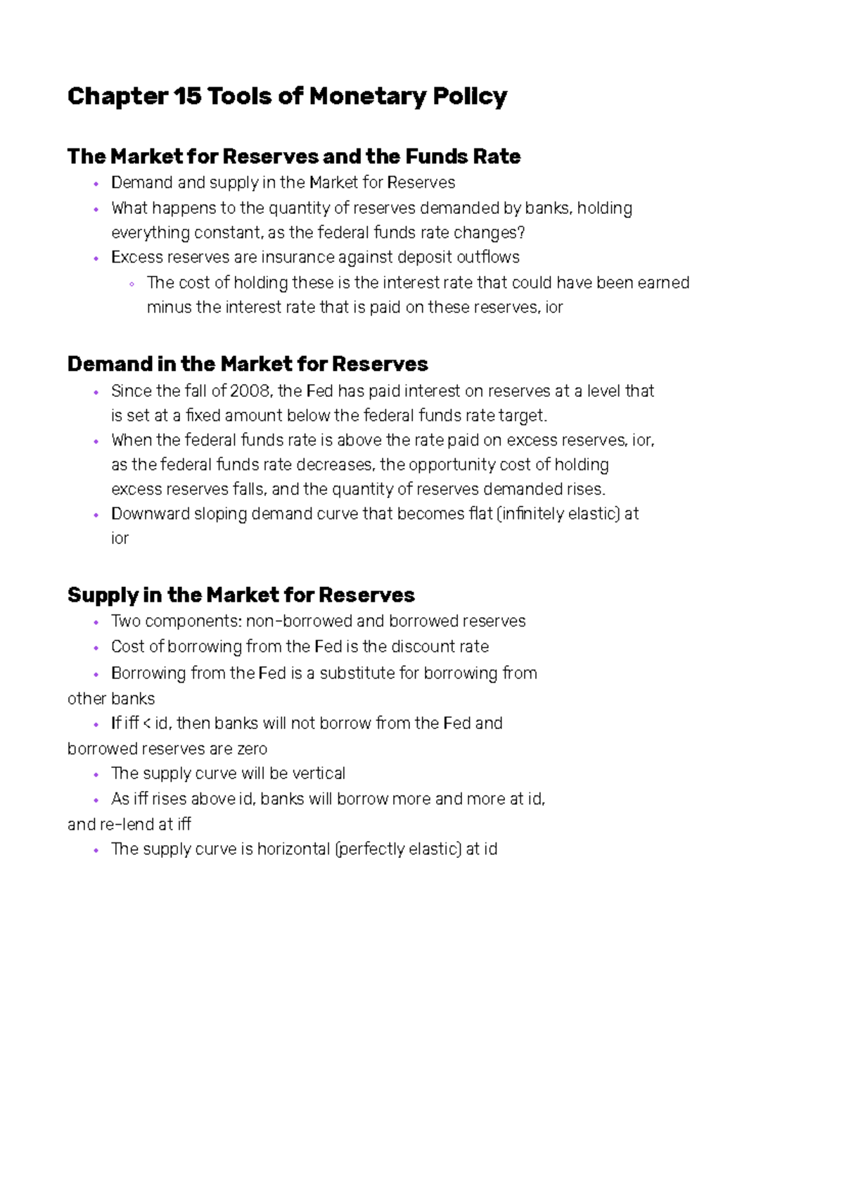 Chapter 15 Tools of Monetary Policy - Demand and supply in the Market ...