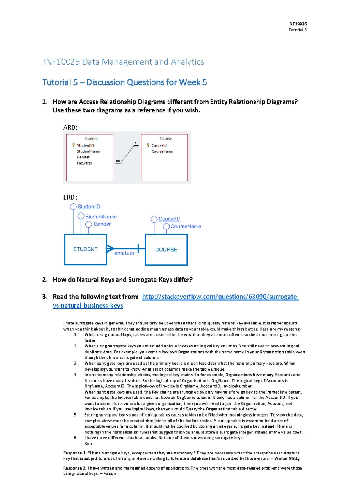 Week 5 Tutorial Questions - INF100 25 Tutorial 5 Tutorial 5 – Discussion Questions for Week 5 1 ...