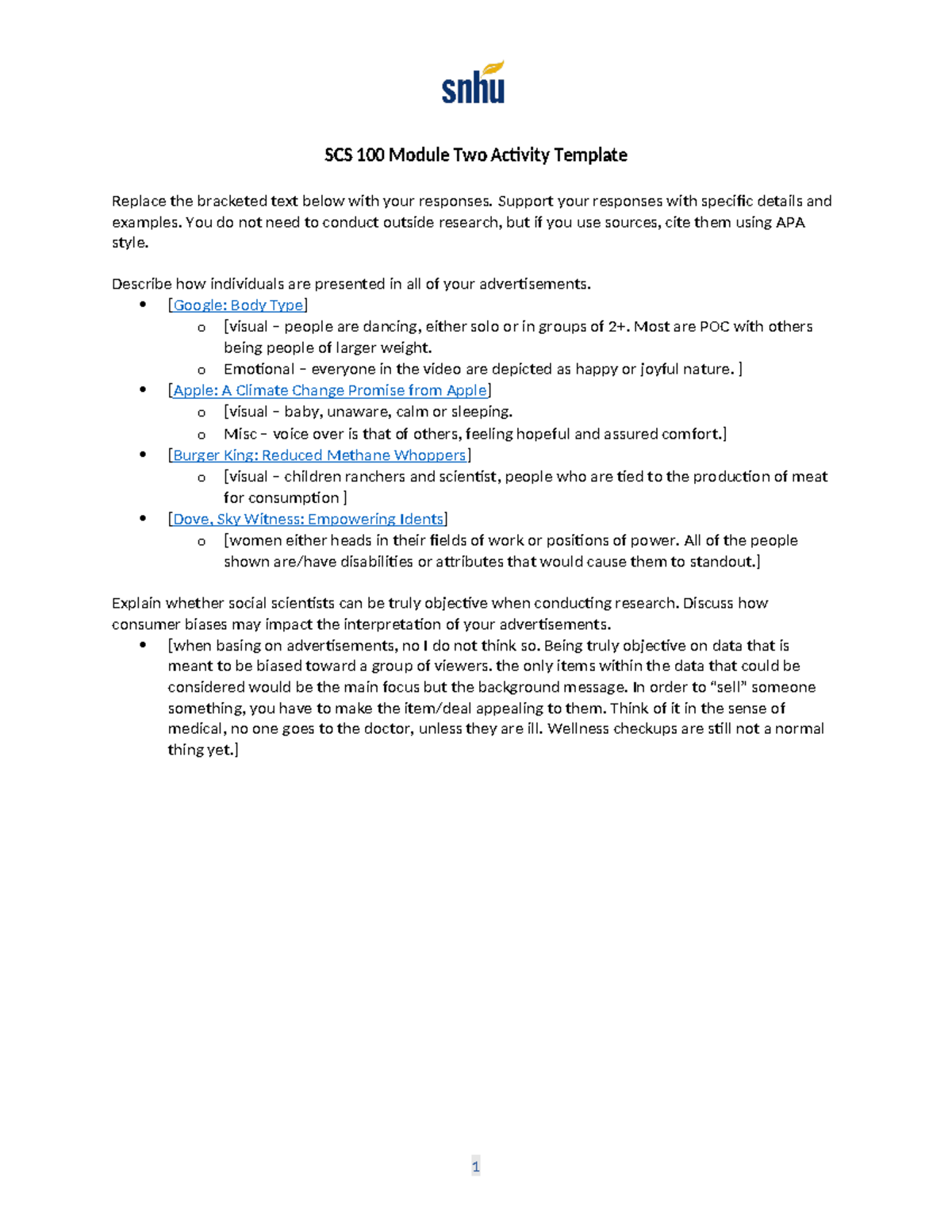 SCS 100 Module Two Activity Template - SCS 100 Module Two Activity ...