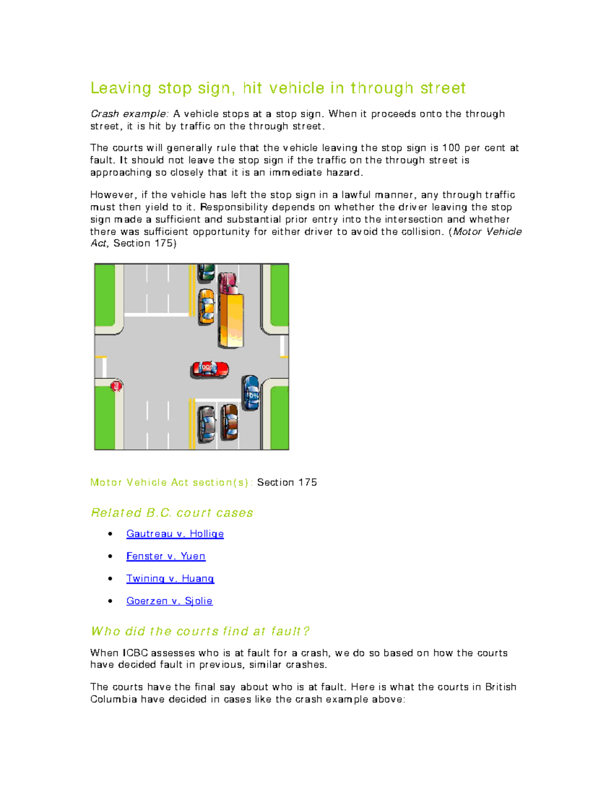 ICBC - Stop sign - ICBC - Stop sign guide - Leaving stop sign, hit ...