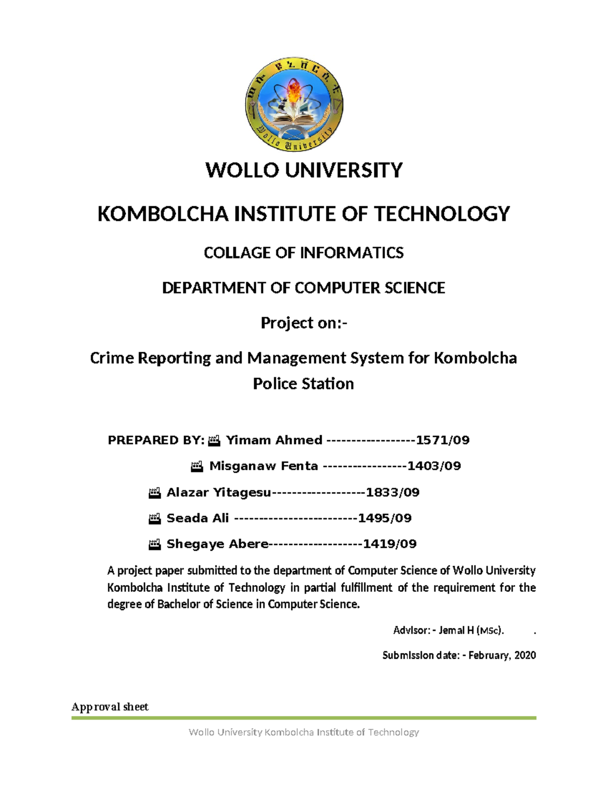 Final Doc Final - Copy - project paper - WOLLO UNIVERSITY KOMBOLCHA ...