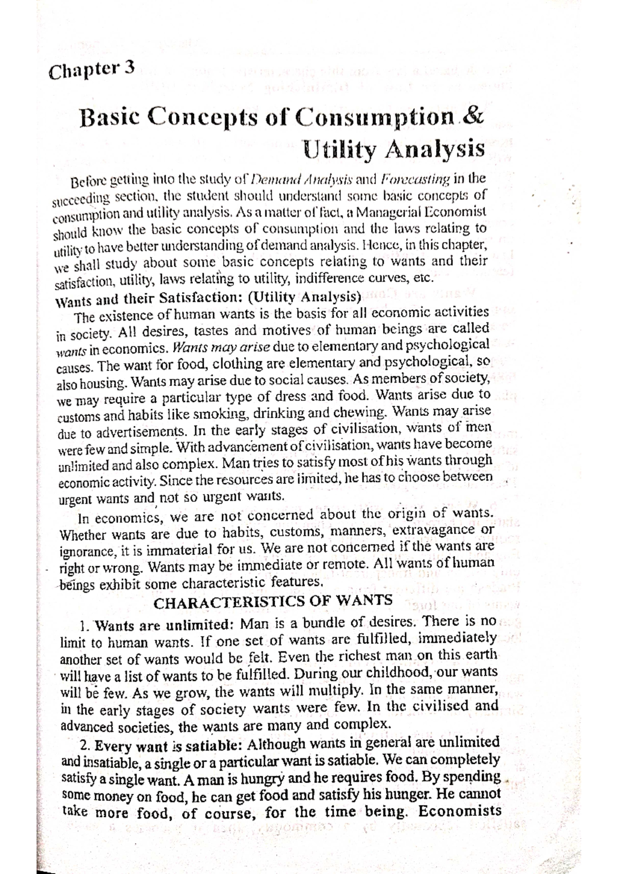 Basic Concepts Of Consumption & Utility Analysis - B.Com - Studocu