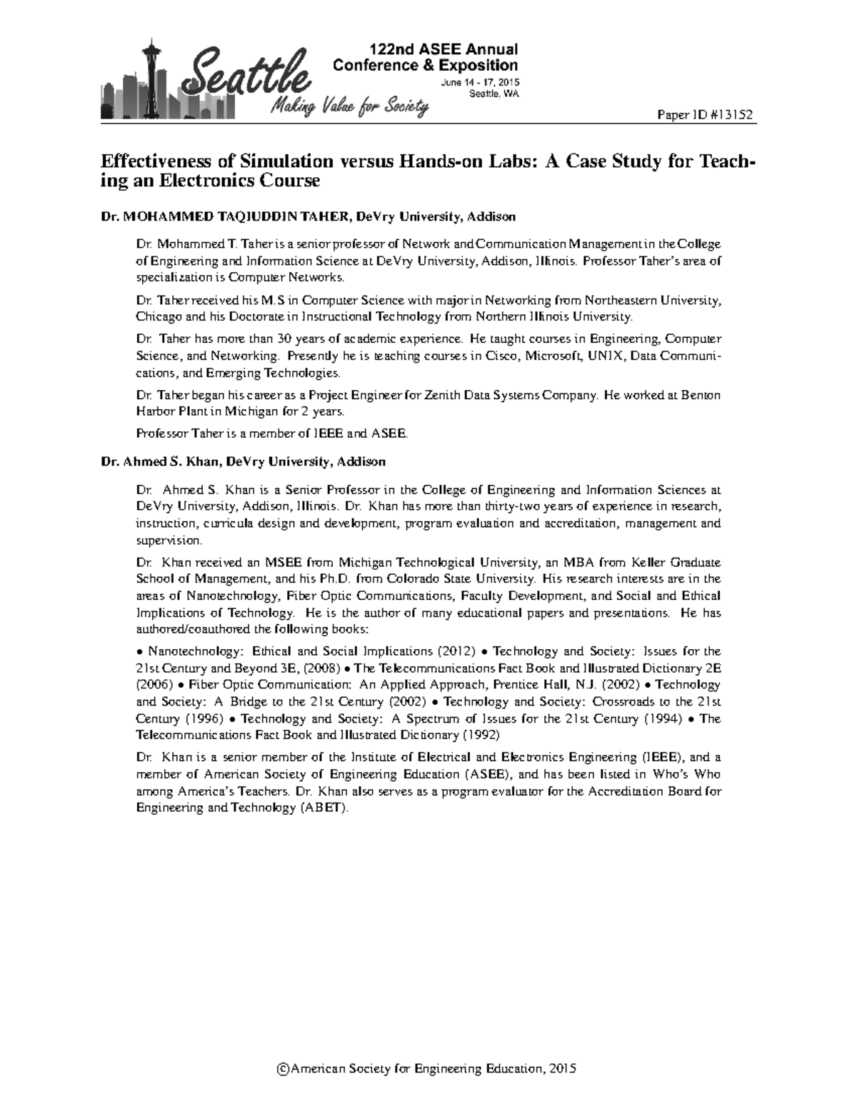 ASEE - Simulation Paper April 7 2014 Final - Paper ID # Effectiveness ...