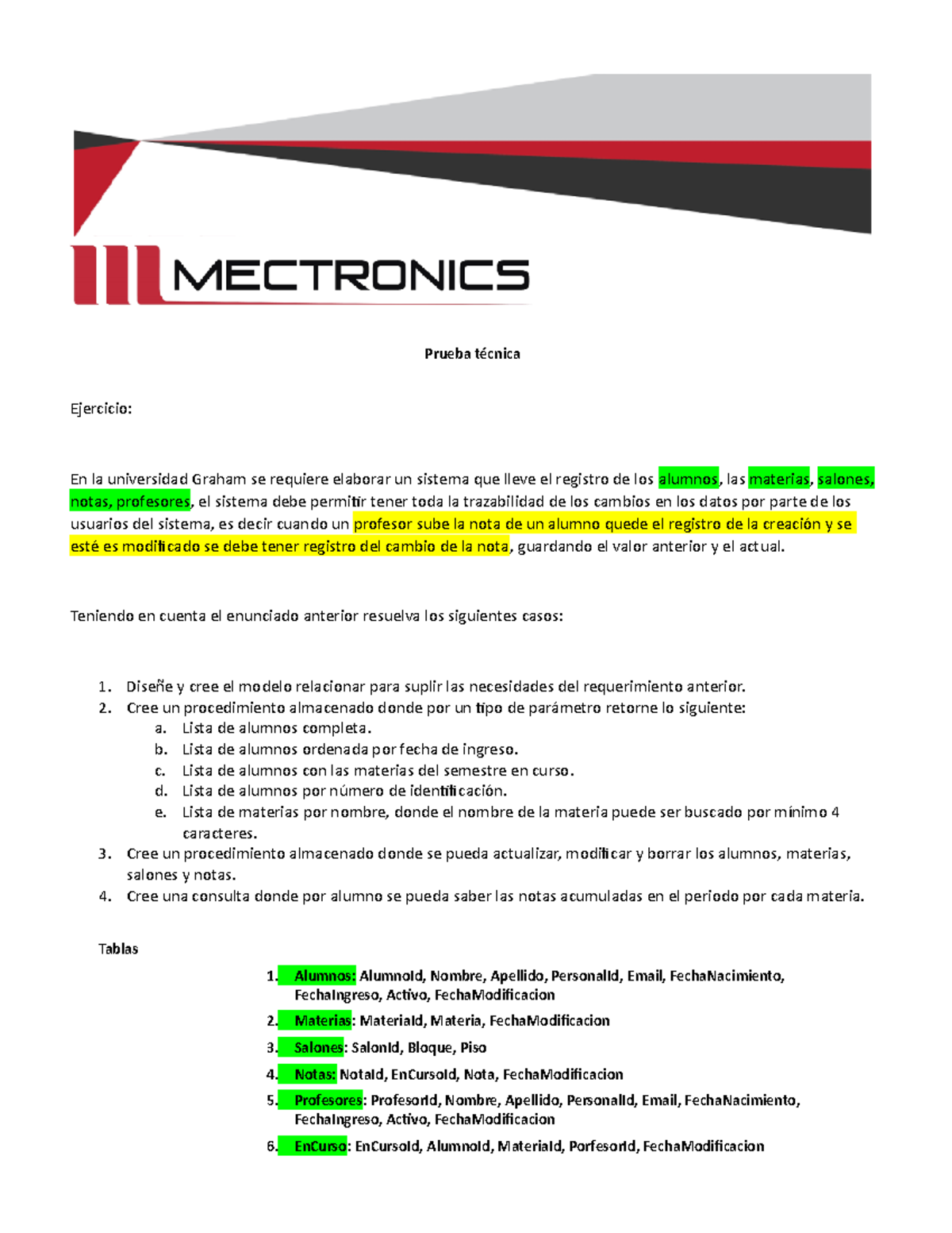 Pruebas Tecnicas MSA Desarrollo - Prueba técnica Ejercicio: En la ...