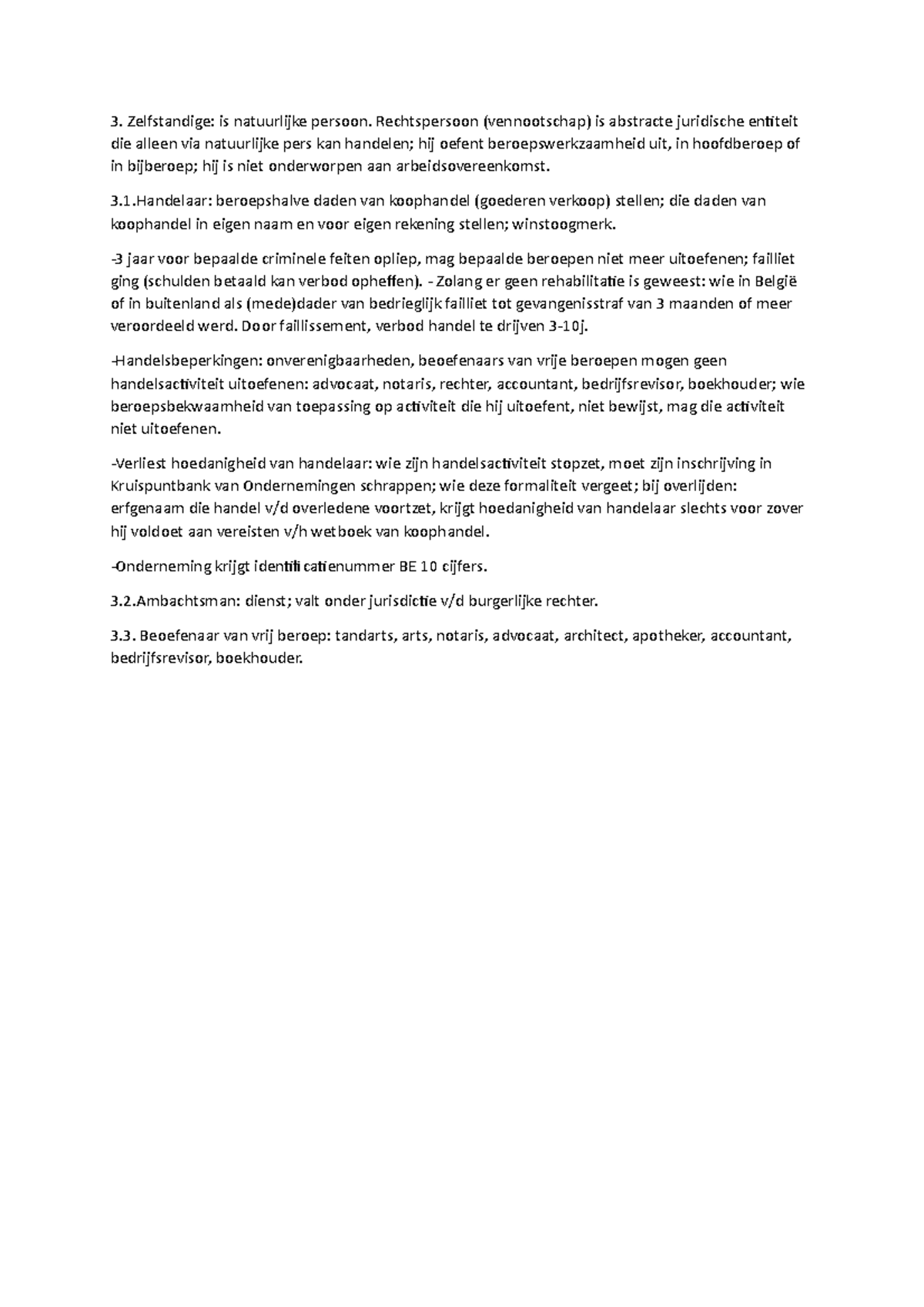 3.1Sorten zeifstandige - Zelfstandige: is natuurlijke persoon ...