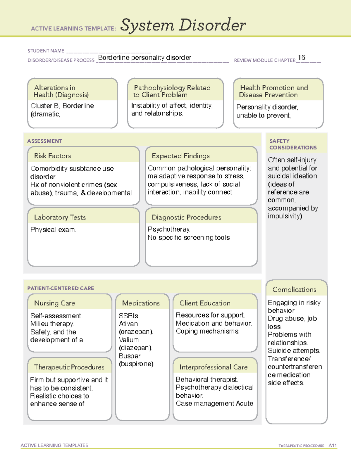 System disorders - Borderline PD - ACTIVE LEARNING TEMPLATES ...