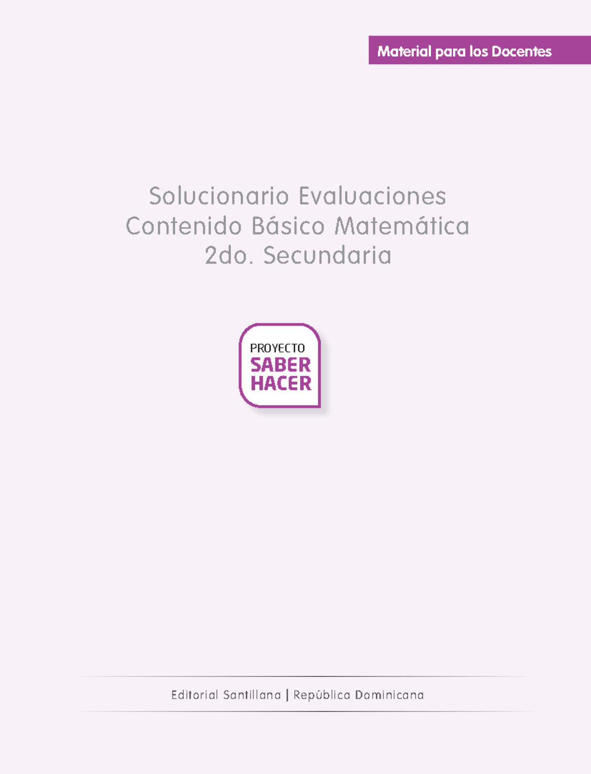 Mat 2do Sec Solucionario Ev Cont Básico - Editorial Santillana | República Dominicana PROYECTO ...