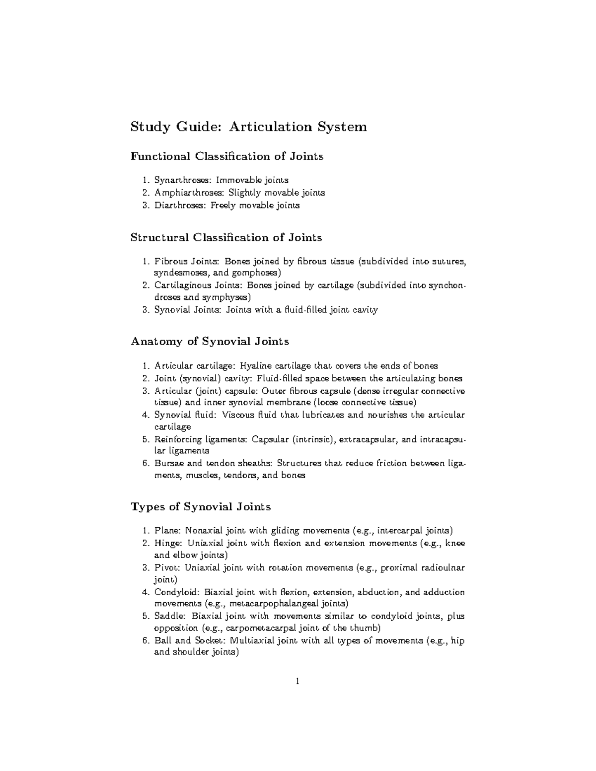 Chapter 9 Study Guide - Study Guide: Articulation System Functional ...