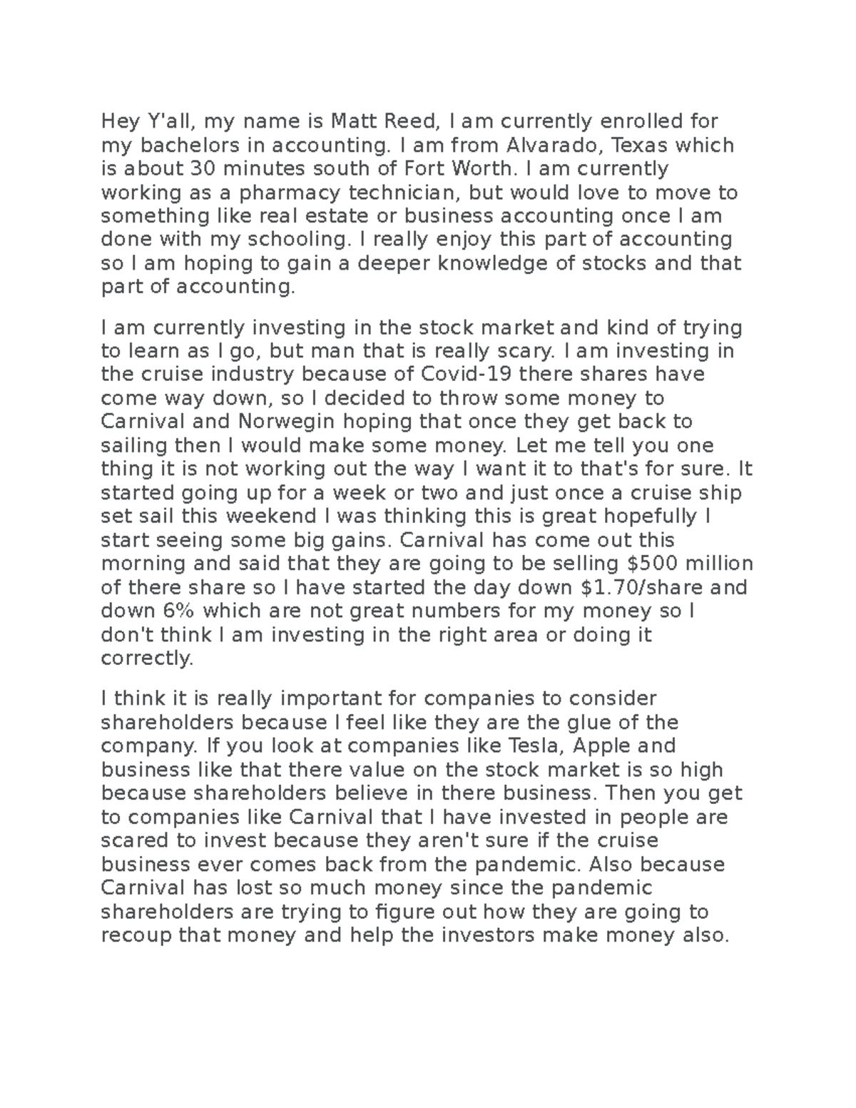 ACC 309 Discussion 1 - ACC309 - SNHU - Studocu