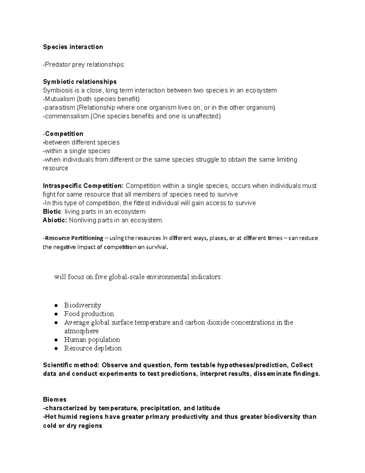 Unit 1 review - Species interaction -Predator prey relationships ...