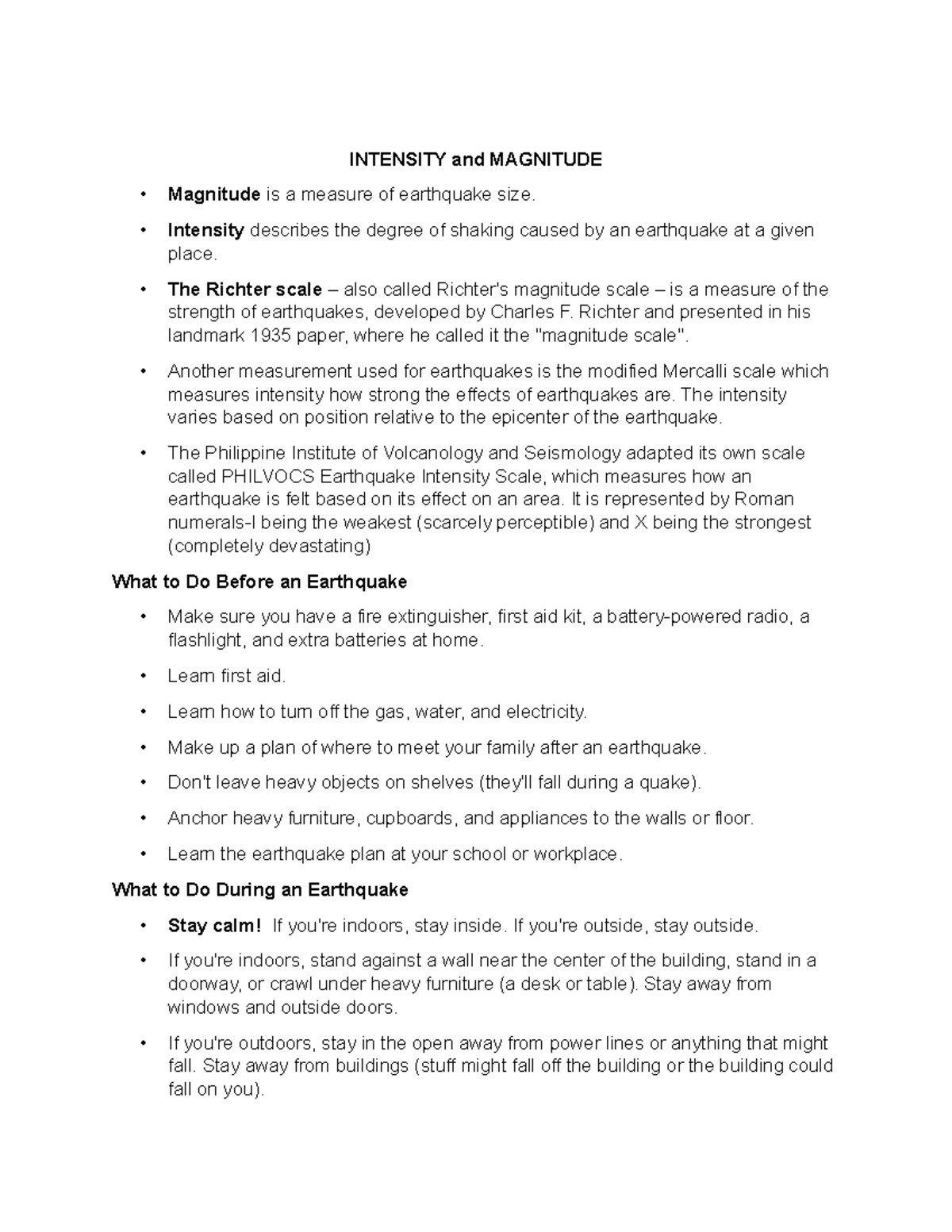 Intensity and Magnitude - INTENSITY and MAGNITUDE Magnitude is a ...