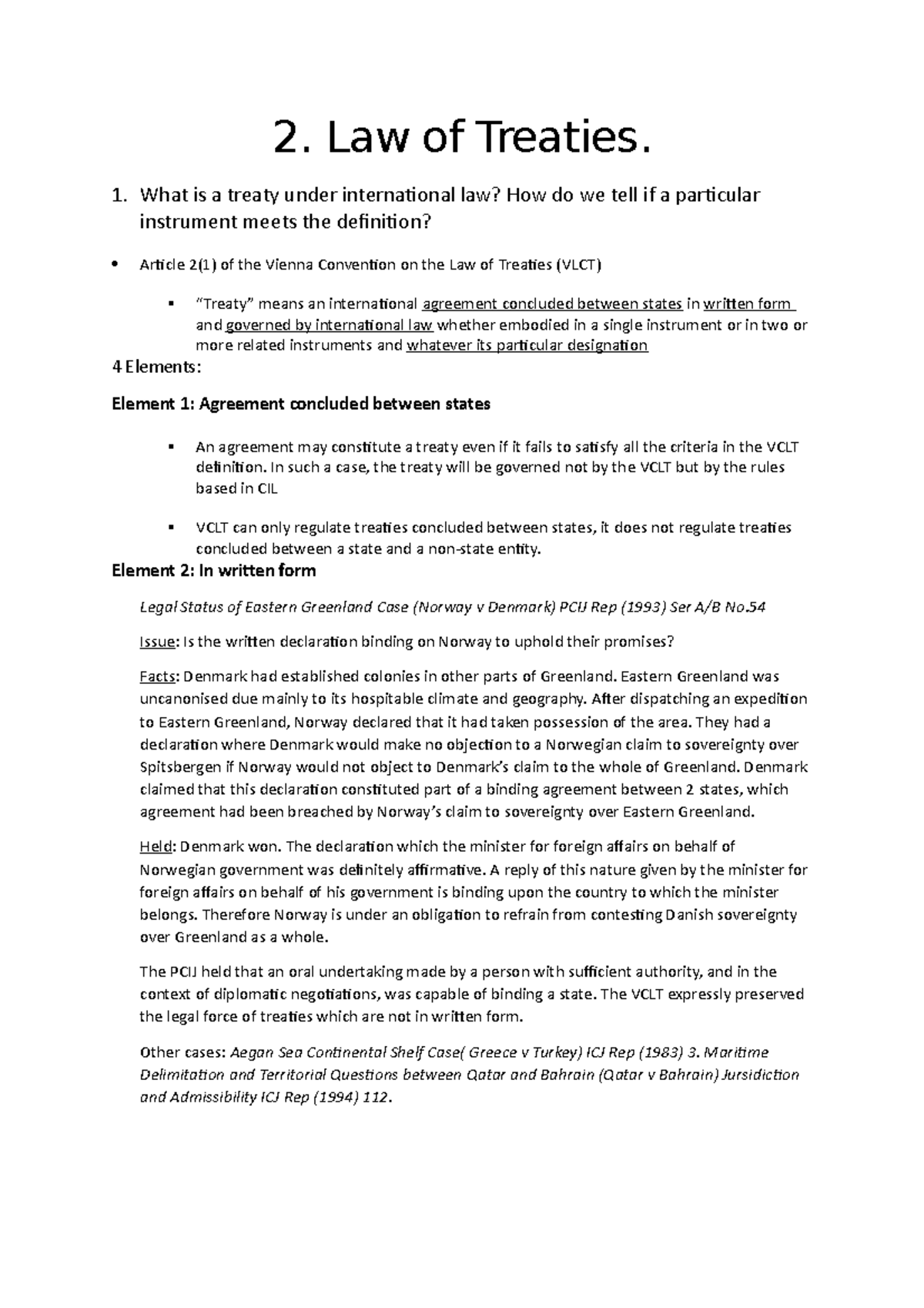 2. Law of the Treaties - 2. Law of Treaties. 1. What is a treaty under ...