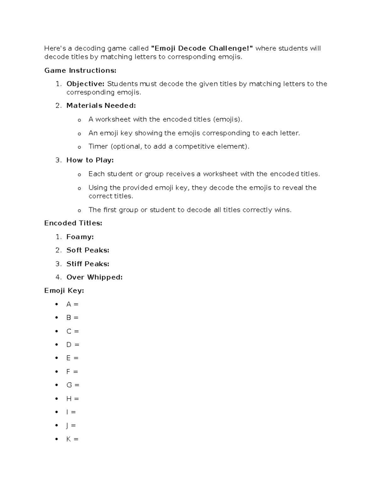 Here - LEARNING GUIDE - Here's a decoding game called "Emoji Decode ...