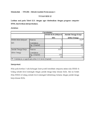 Perhitungan dengan Koefisien korelasi Tau – b Kendall - Matakuliah : TPL206 – Metode Analisis ...