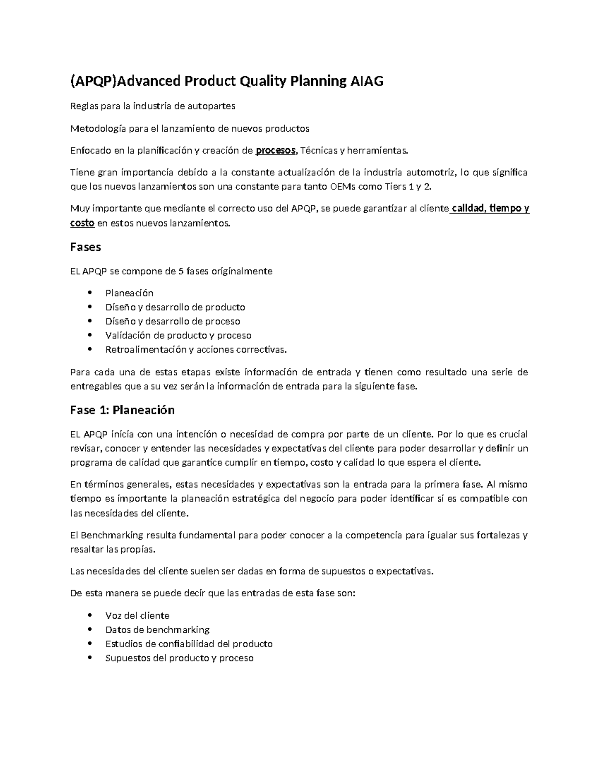 APQP - apqp - (APQP)Advanced Product Quality Planning AIAG Reglas para ...