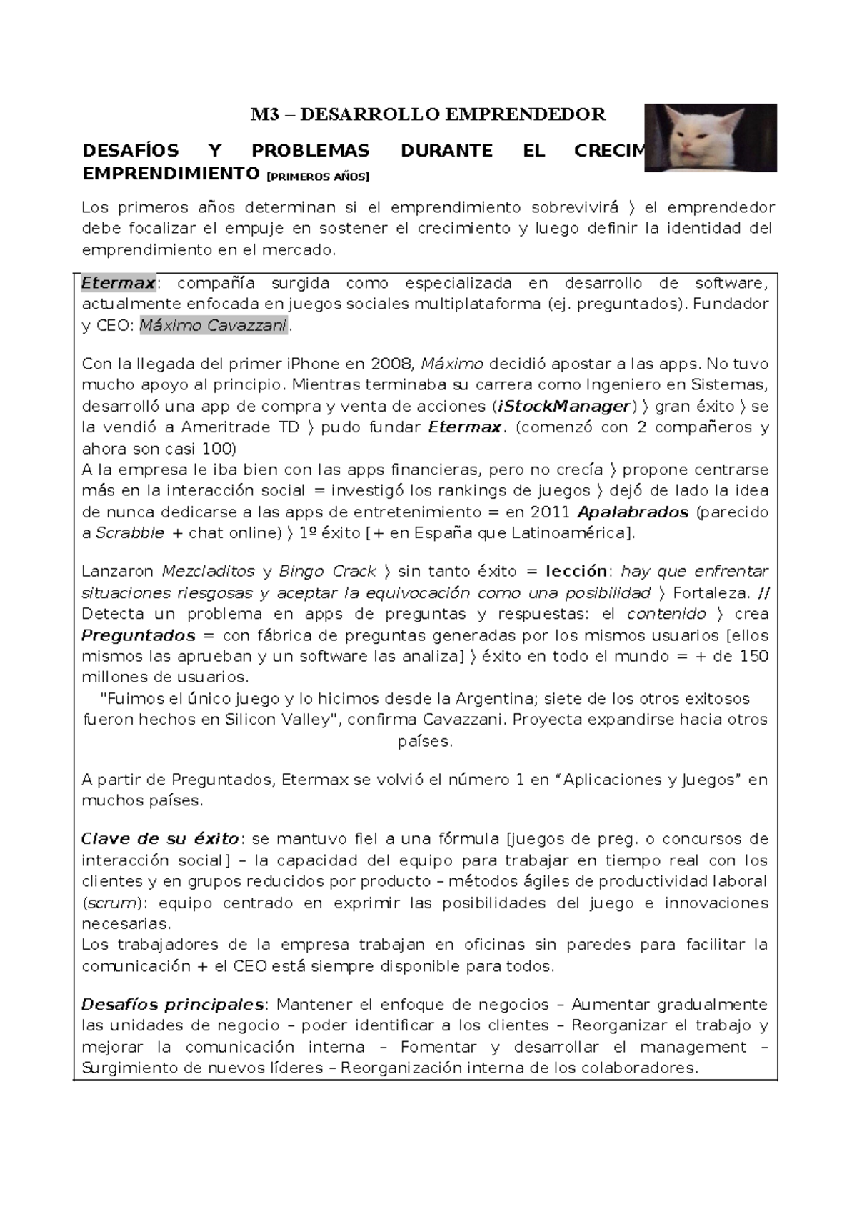 Resumen M3 - M4 Desarrollo Emprendedor - M3 – DESARROLLO EMPRENDEDOR DESAFÍOS Y PROBLEMAS ...