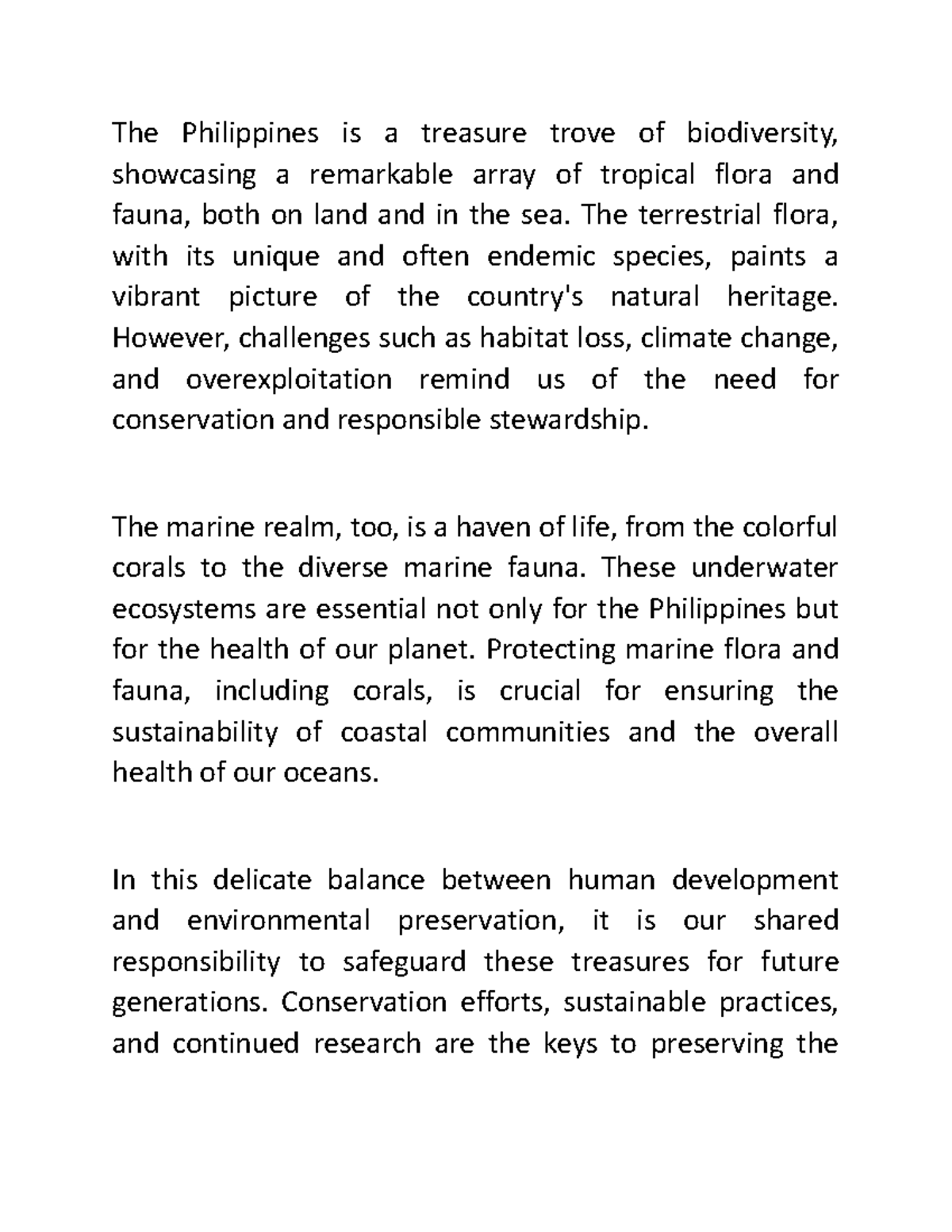 Closing report - Philippines flora and fauna - The Philippines is a ...