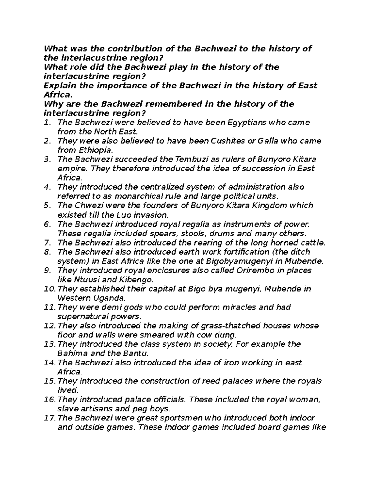 Bachwezi empire in Africa - What was the contribution of the Bachwezi ...