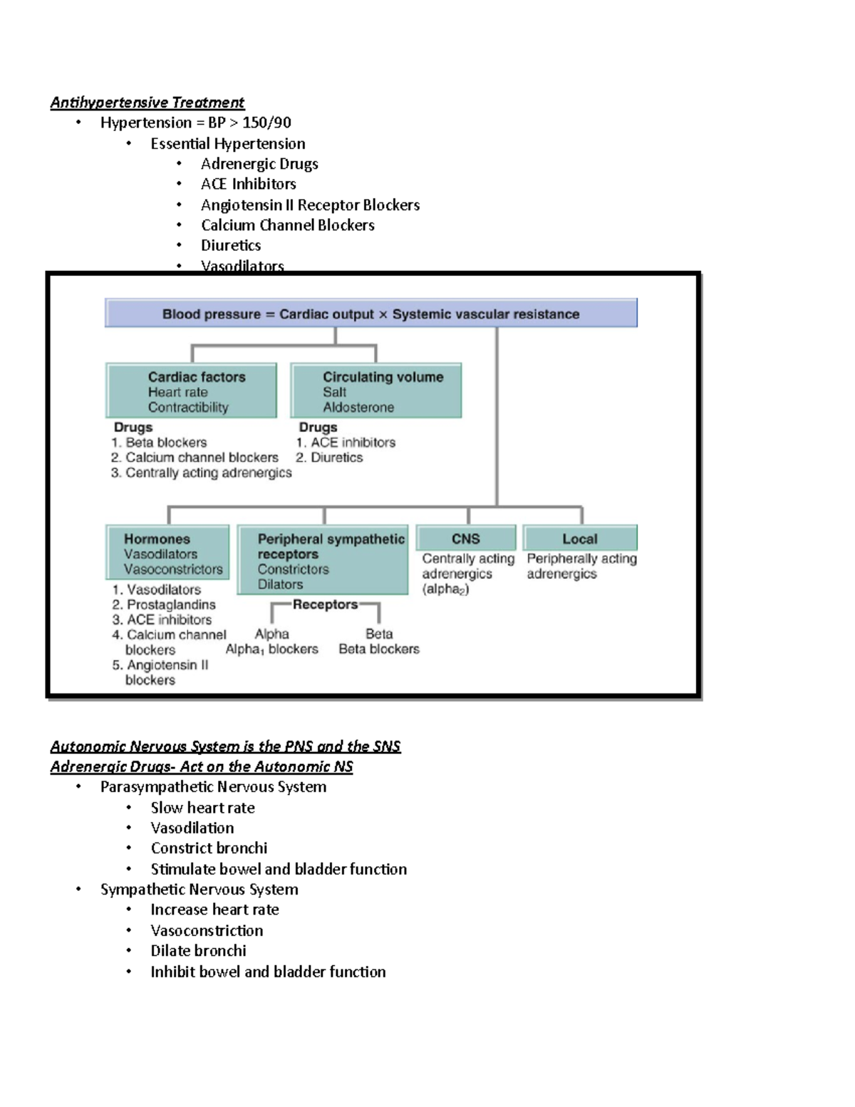 Final Exam study guide - Antihypertensive Treatment - Hypertension = BP ...