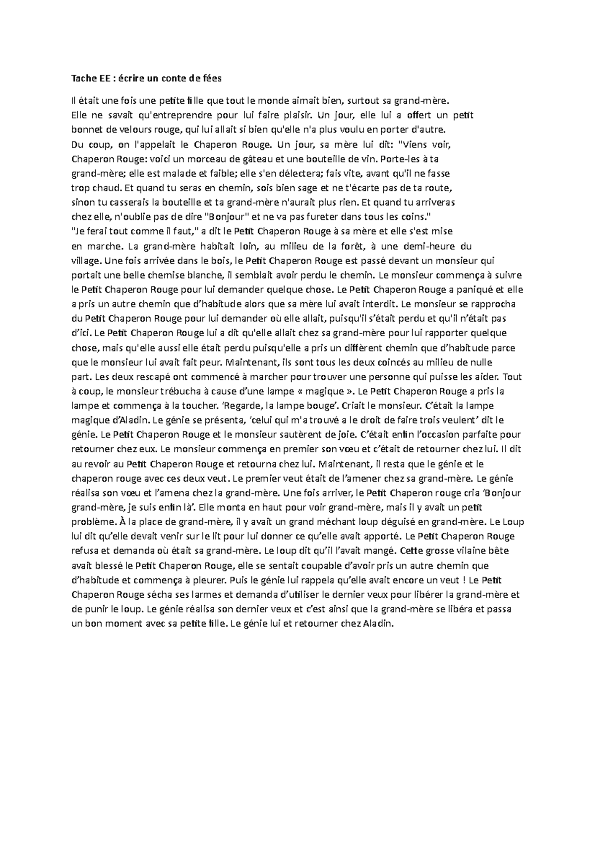 Tache EE ecrire un conte de fées Sarah Abattoy - Tache EE : écrire un ...