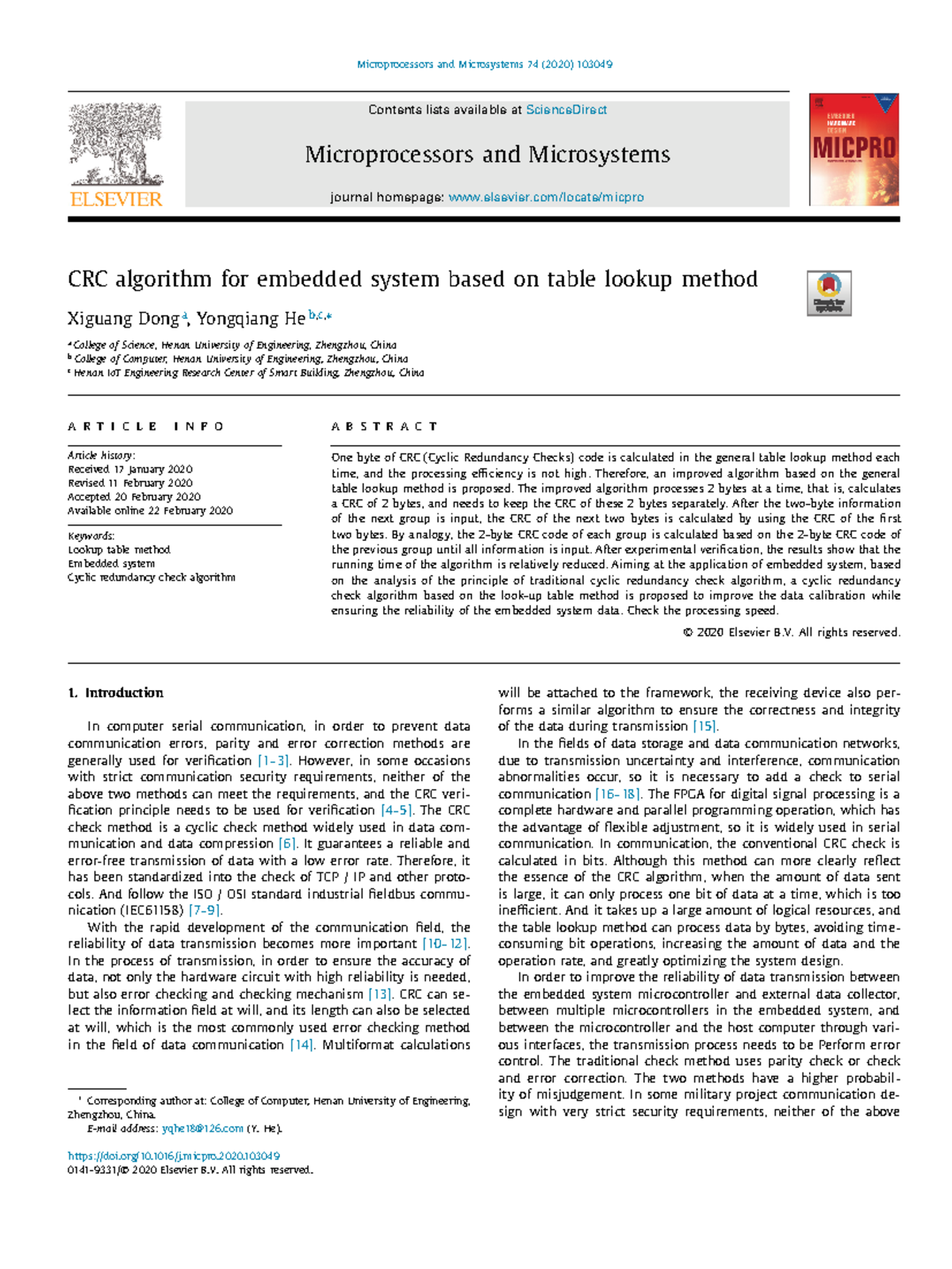 Crc Look Up Table Optimization For Single Bit Error Correction Microprocessors And