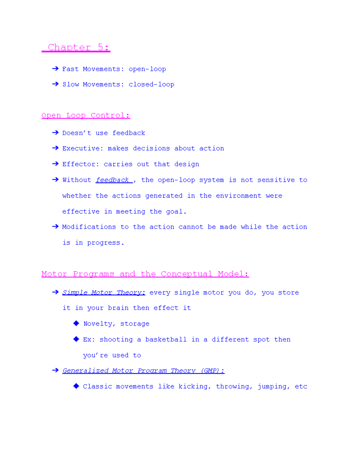 Motor Learning Chapter 5 - Chapter 5: Fast Movements: open-loop Slow ...