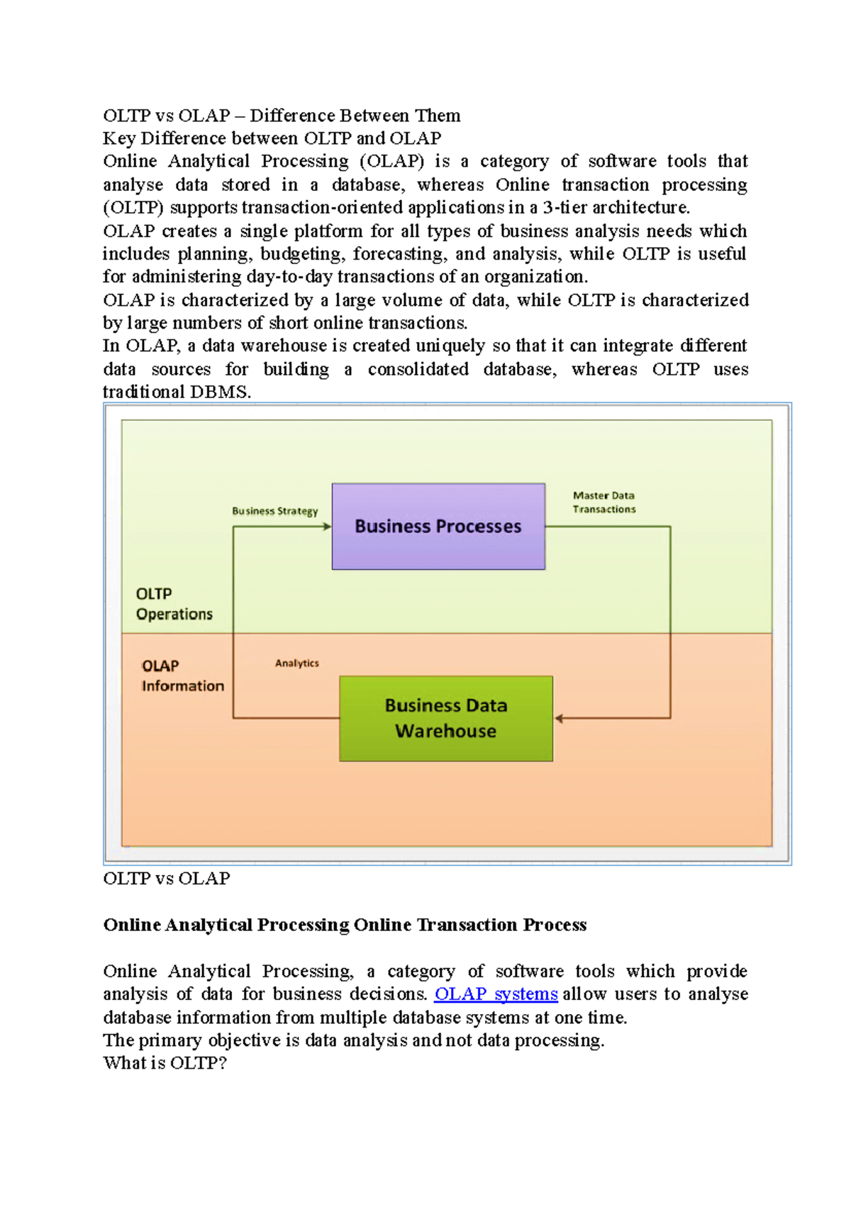 OLTP vs OLAP Module I - qqq - OLTP vs OLAP – Difference Between Them ...