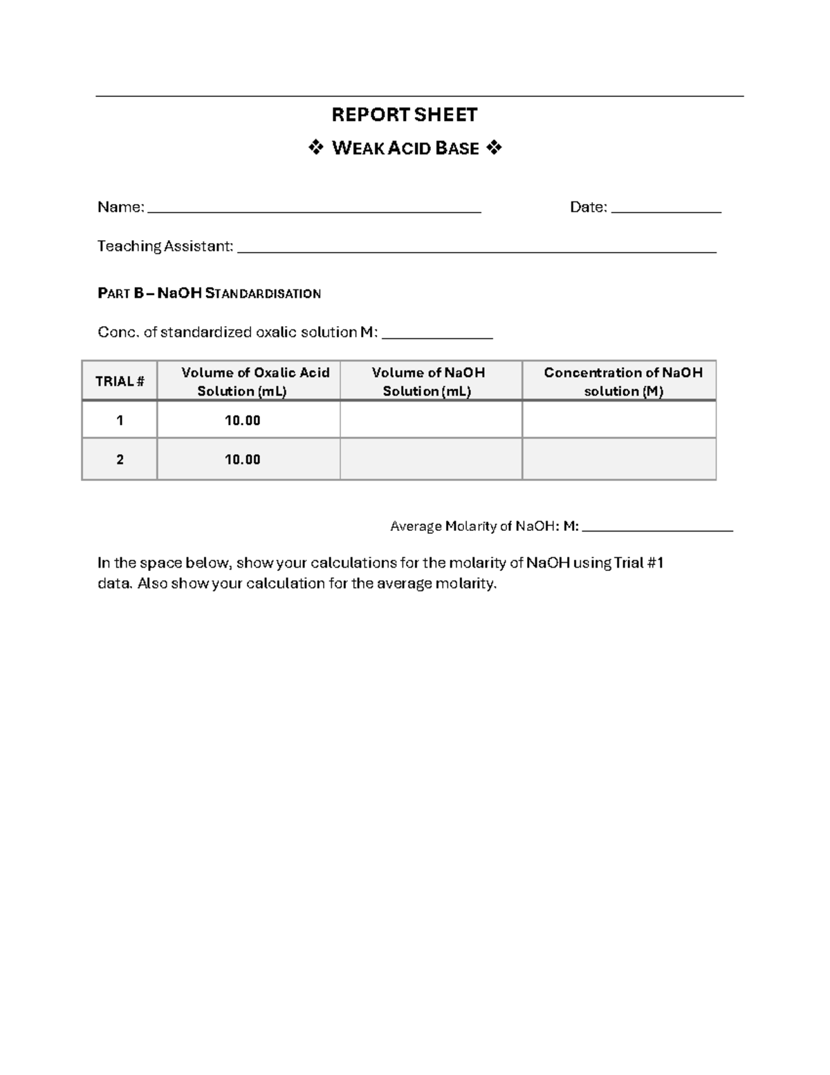 2. Weak Acid Base Report Sheets F2024 fillable - REPORT SHEET WEAK ACID ...