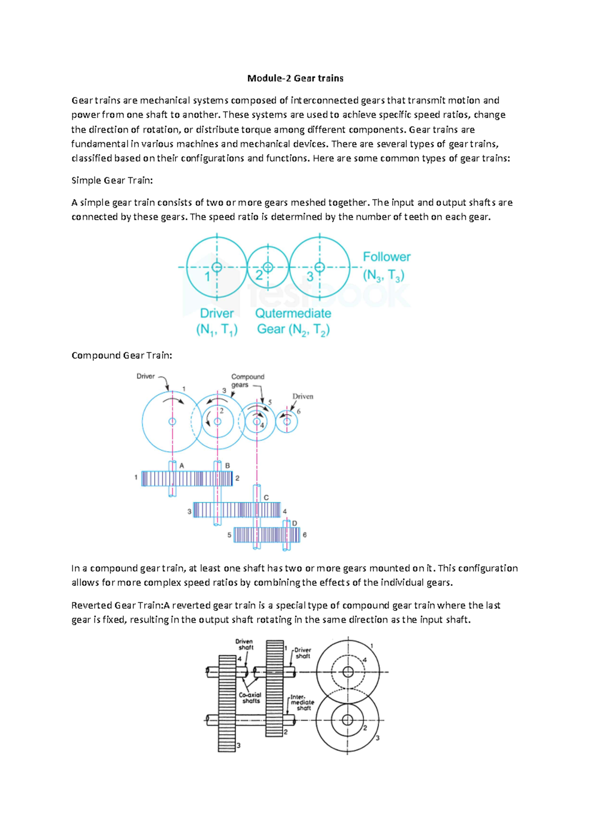 Gear trains Module 2 - Module-2 Gear trains Gear trains are mechanical ...
