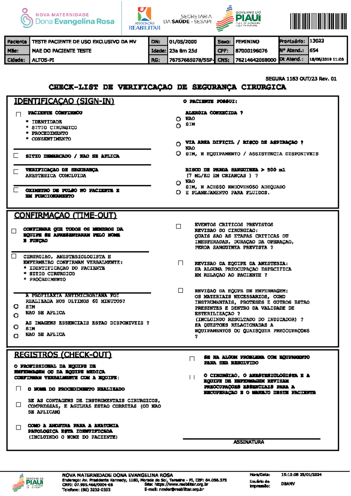 1 1 83 Corrigido - FORMULARIO - GOVERNO DO NOVA MATERNIDADE SECRETARIA Dona Evangelina Rosa ...
