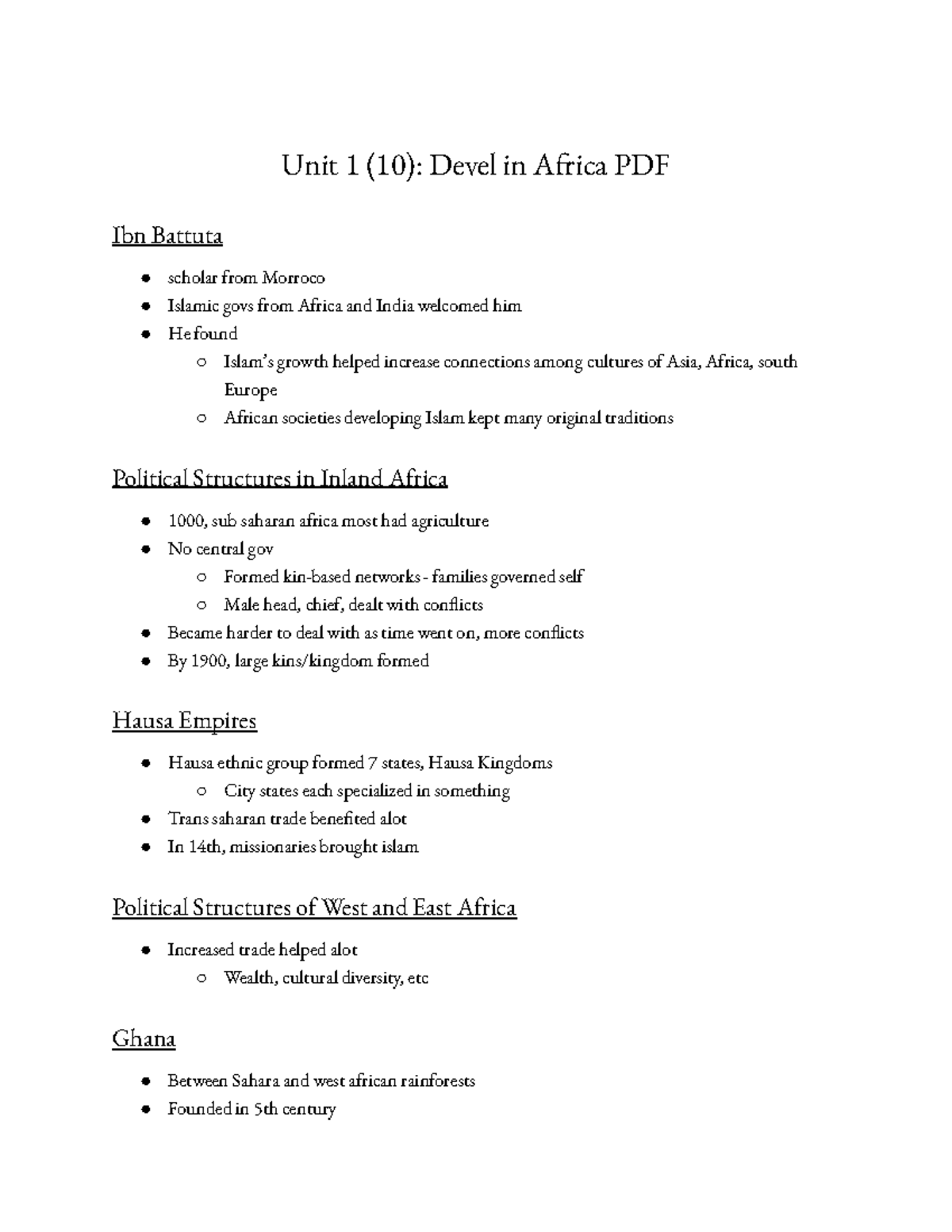 Unit 1 (10) Developments in Africa - Unit 1 (10): Devel in Africa PDF ...