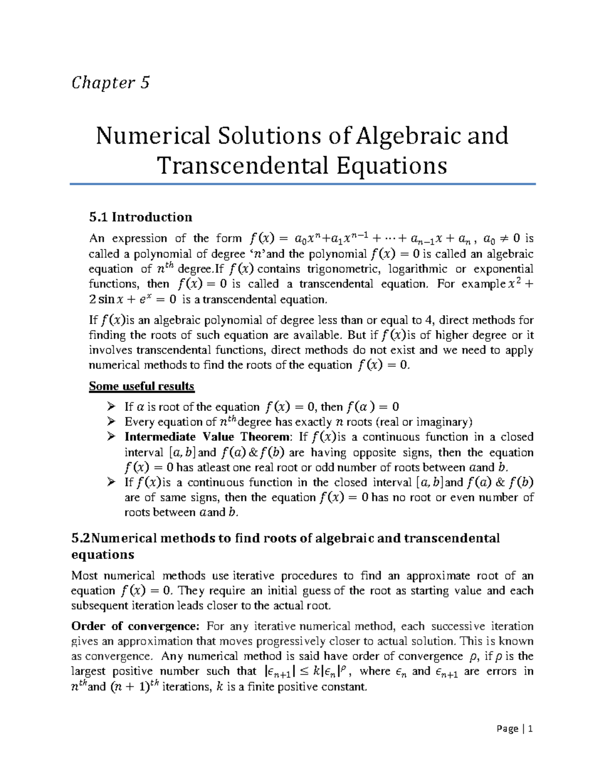 Numerical computing -solutions - Chapter 5 Numerical Solutions of ...