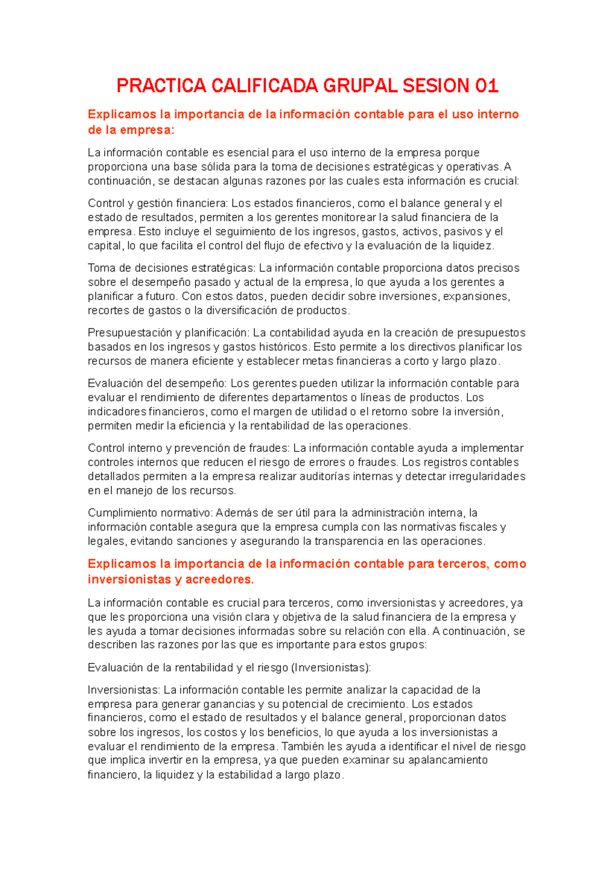 Practica Grupal Sesion 01- Contabilidad - PRACTICA CALIFICADA GRUPAL SESION 01 Explicamos la ...