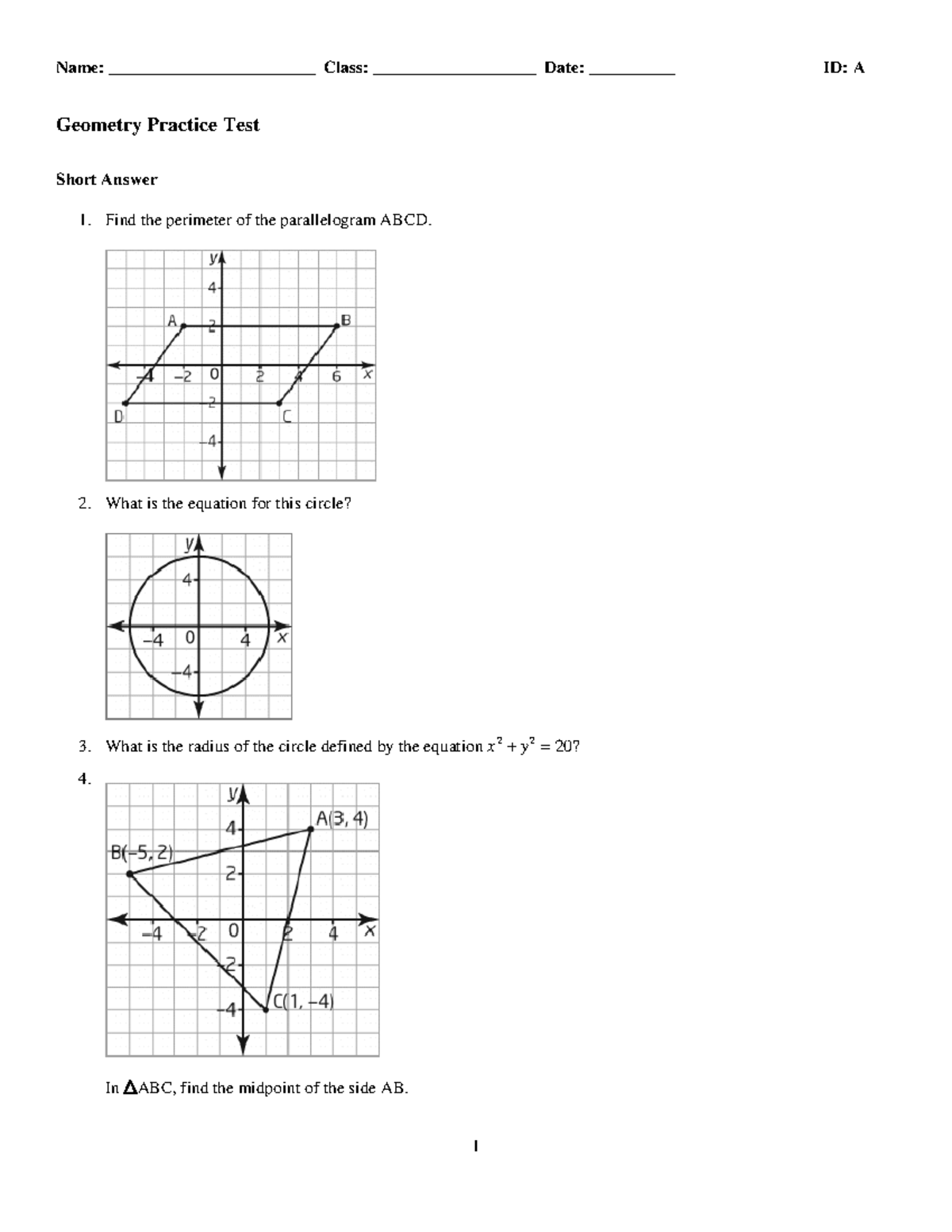 Examview - practice test - Name: ________________________ Class ...