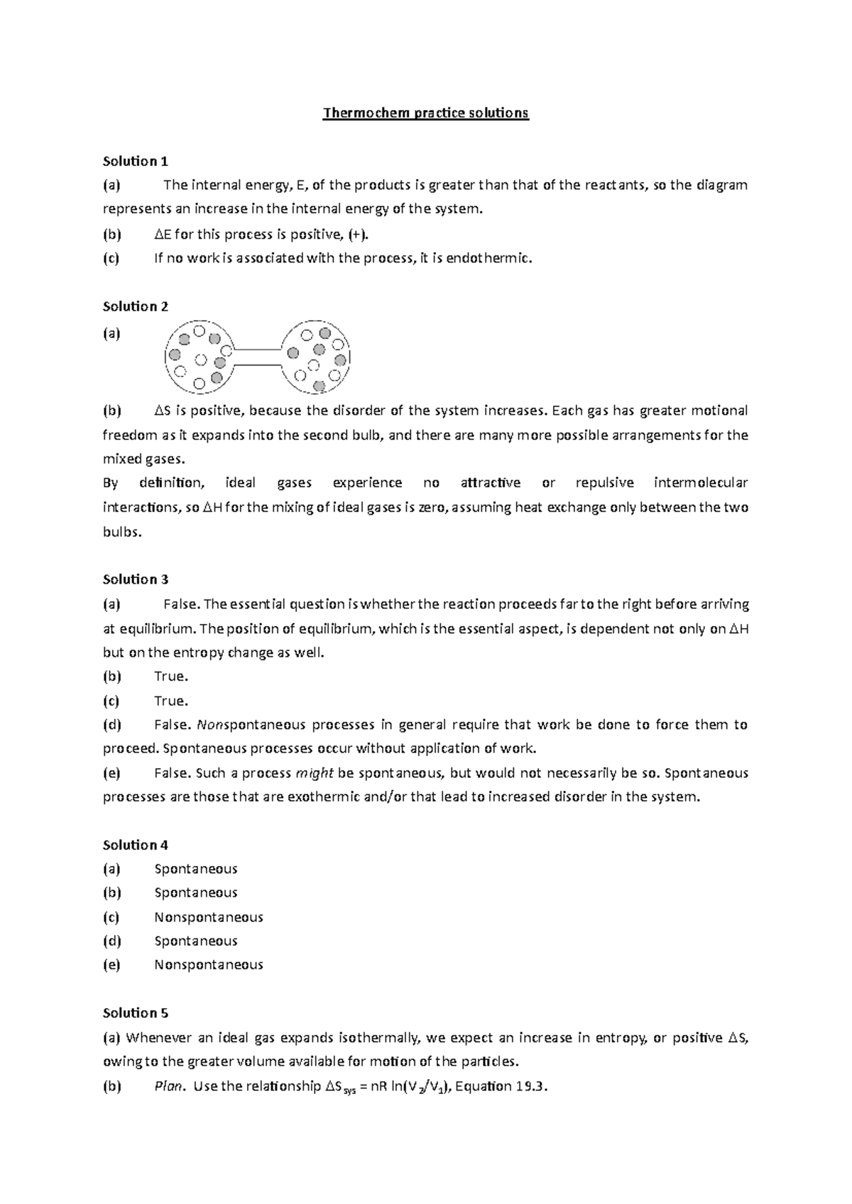 Thermochem prac solutions - Thermochem practice solutions Solution 1 (a ...
