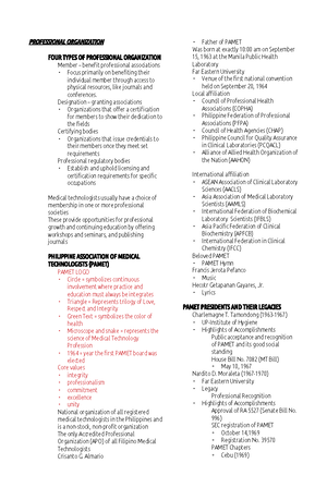 MLSP Reviewer - preliminaries - MLSP 111 BSMLS 1-YA- WEEK 1 OUTLINE I. OVERVIEW II. TERMS ...