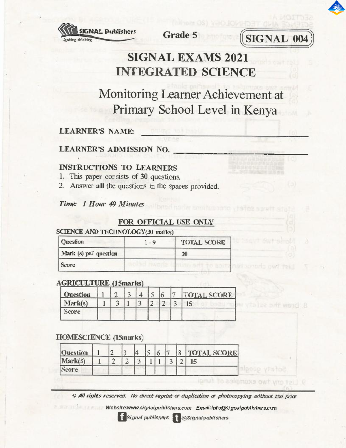 SCI AGR HSCI Grade 5 Signal - SIGNAL Publishers Igniting thinking Grade ...