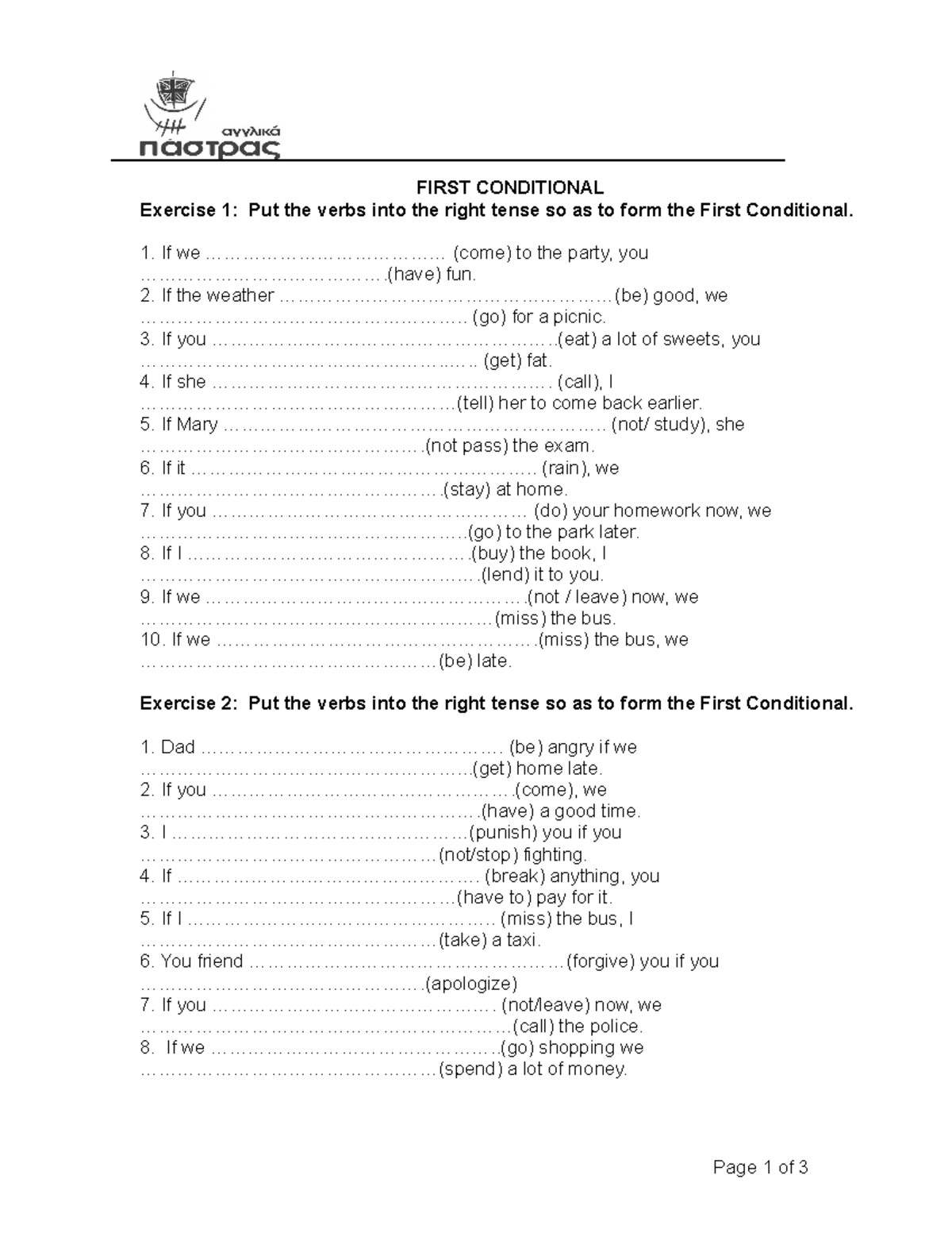 First-conditional - Es un documento de first conditional para repaso de ...