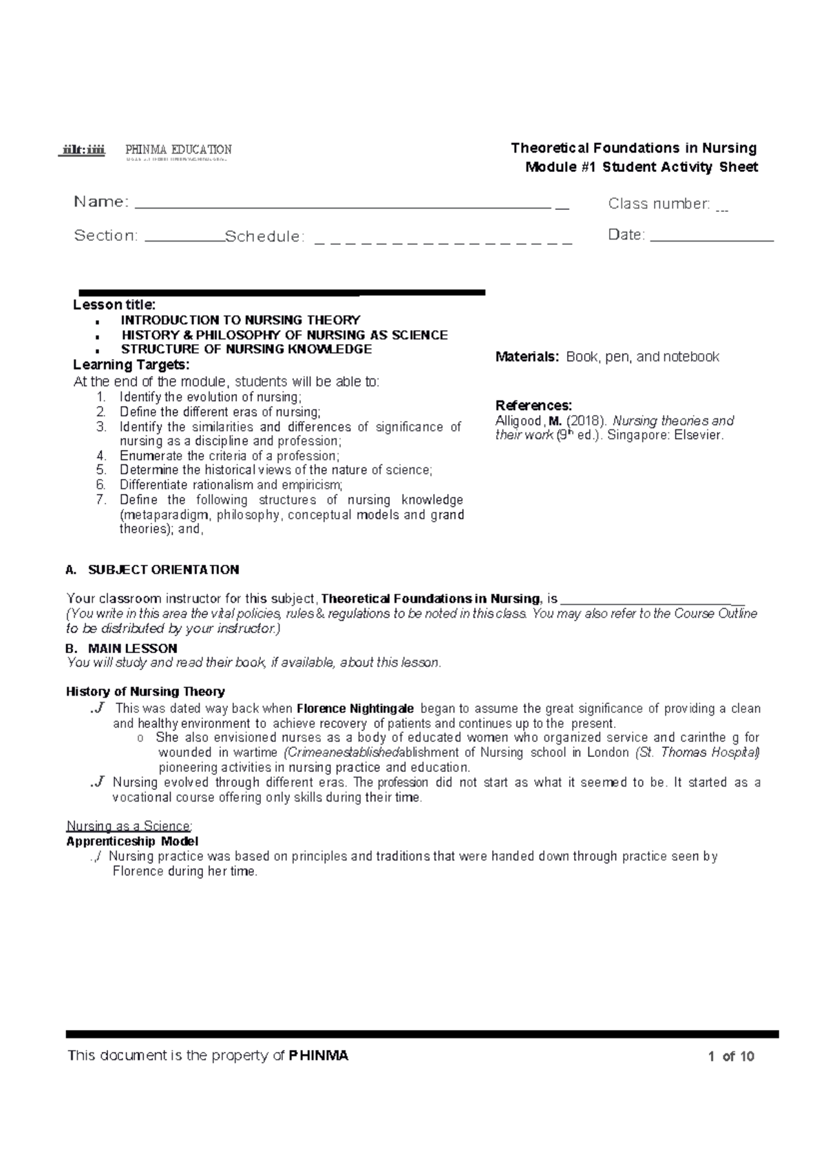 SAS 1-23 - TFN - Module #1 Student Activity Sheet MA- .(;LIV ...
