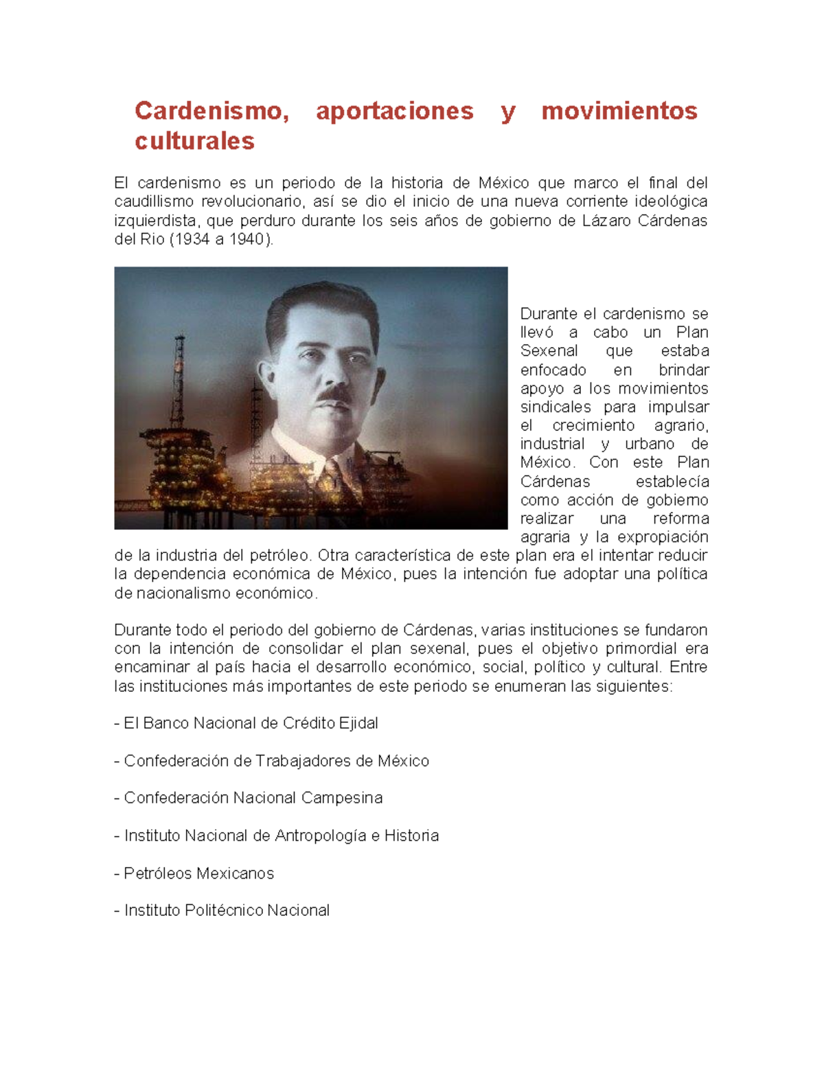 Cardenismo Resumen Science Interactions 1998 Course 2 Cardenismo