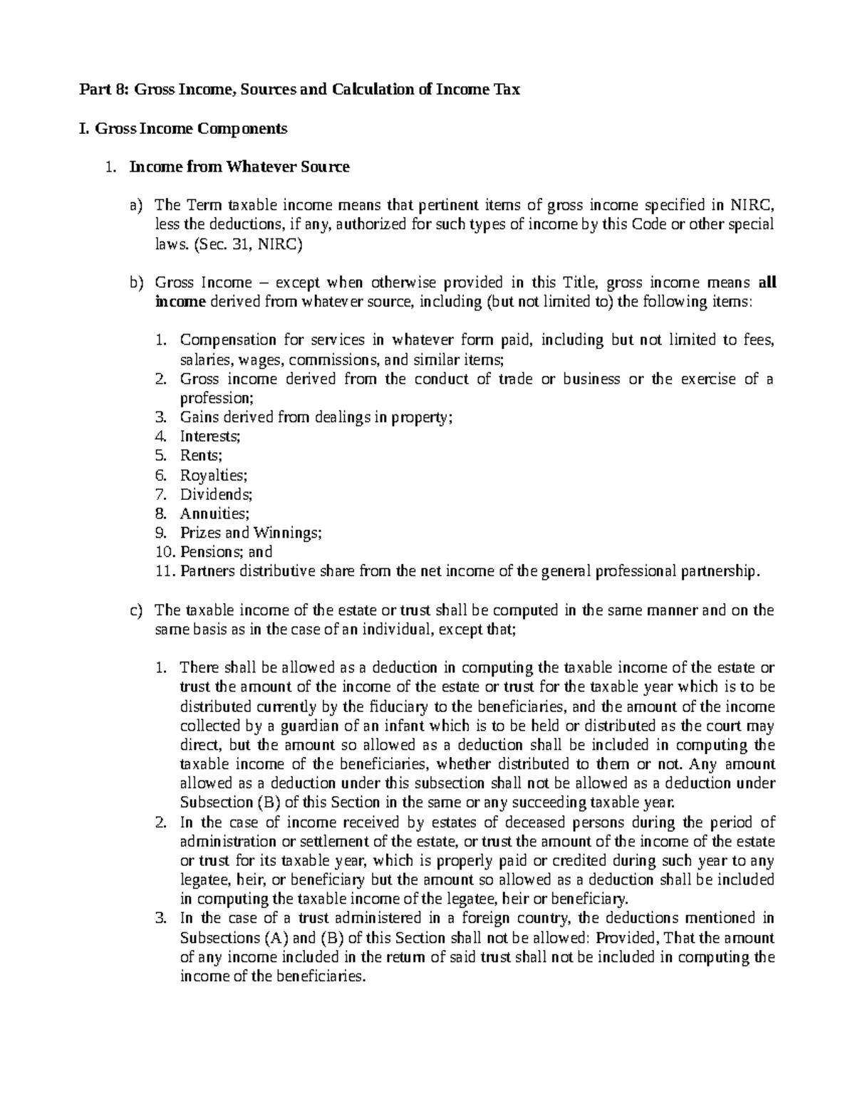 Part 08 Gross Income Sources and Calculation for Income Tax - Business ...