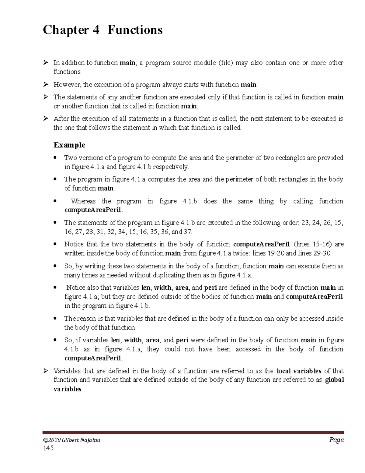 CS2300 Chapter 4 - Functions - Chapter 4 Functions In addition to function main , a program ...