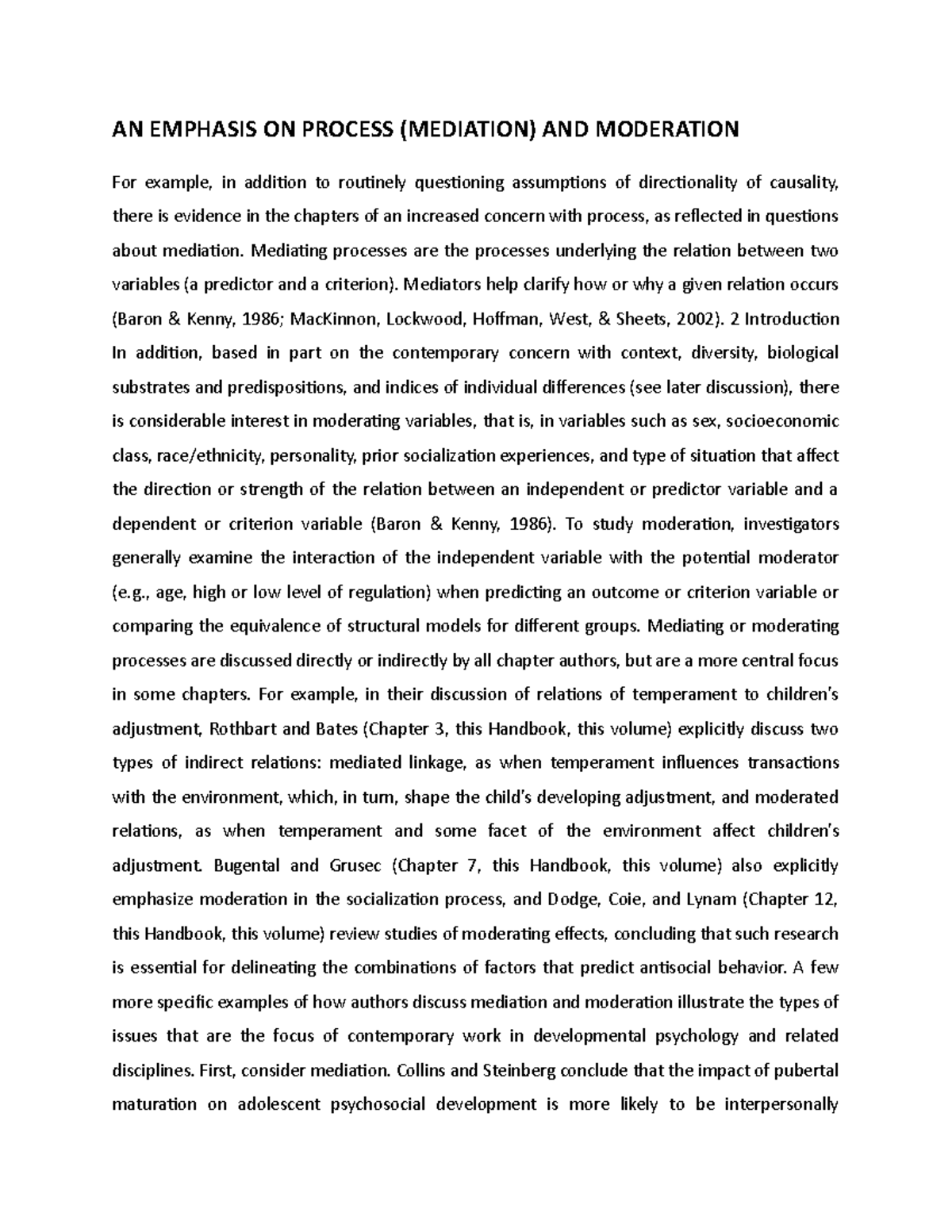 AN Emphasis ON Process ( Mediation) AND Moderation - AN EMPHASIS ON ...