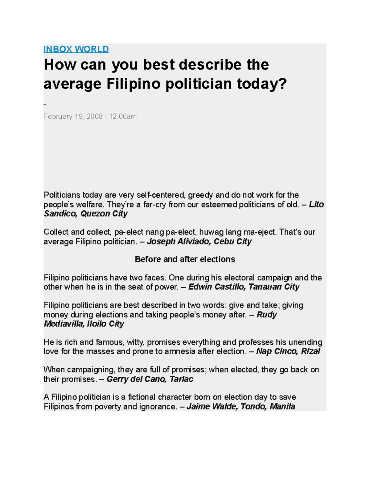 Inbox World - random notes - INBOX WORLD How can you best describe the ...