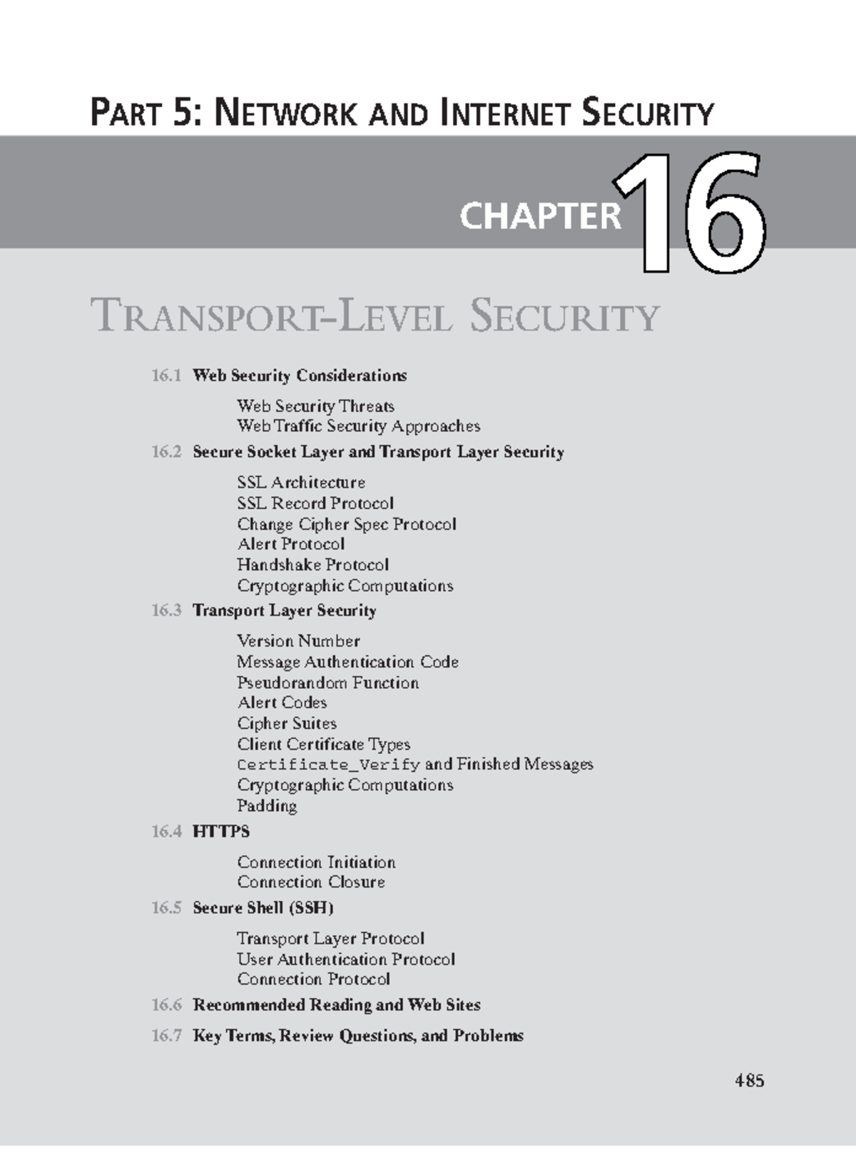 NS Module 2 - 485 TRANSPORT-LEVEL SECURITY PART 5: NETWORK AND INTERNET SECURITY CHAPTER 16 Web ...