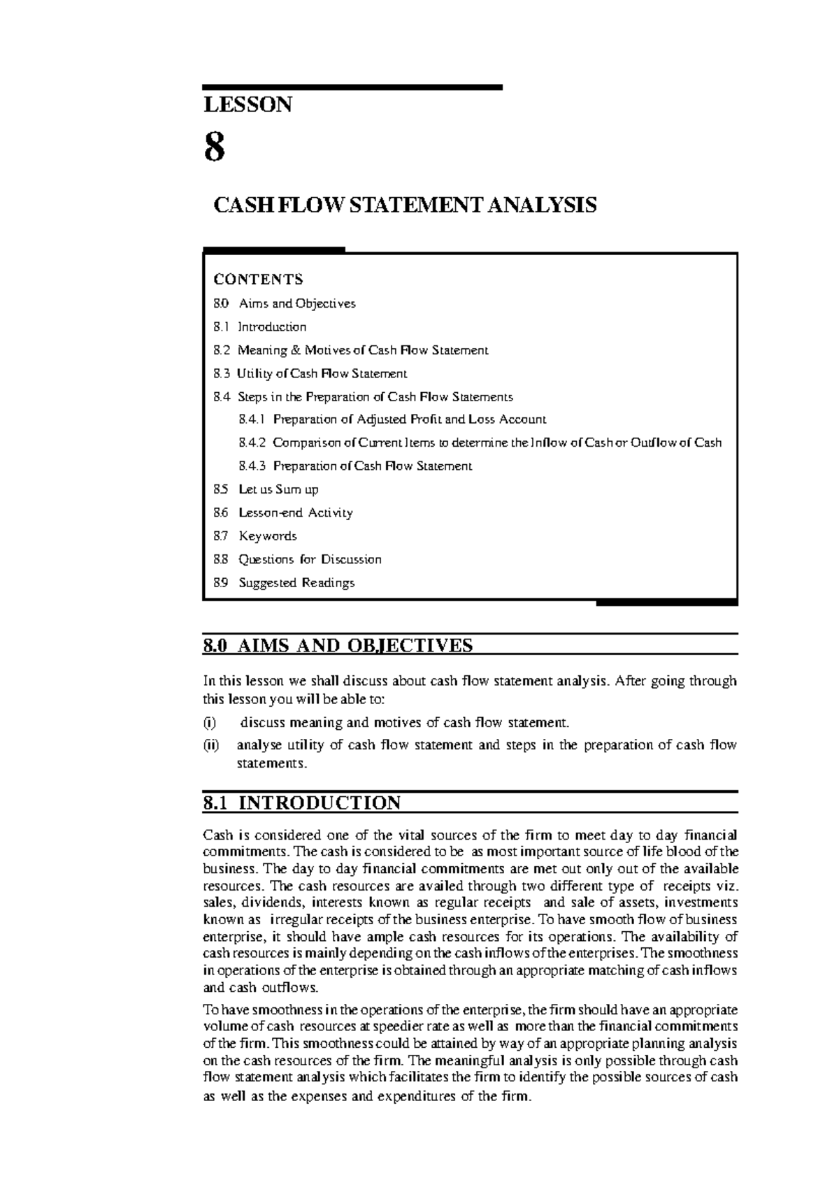 Lesson-08 - Lesson-08 CASH FLOW STATEMENT ANALYSIS - 136 Accounting and ...