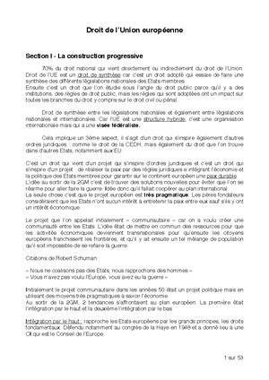 CM Intro au droit européen - INTRODUCTION Le droit européen est le ...