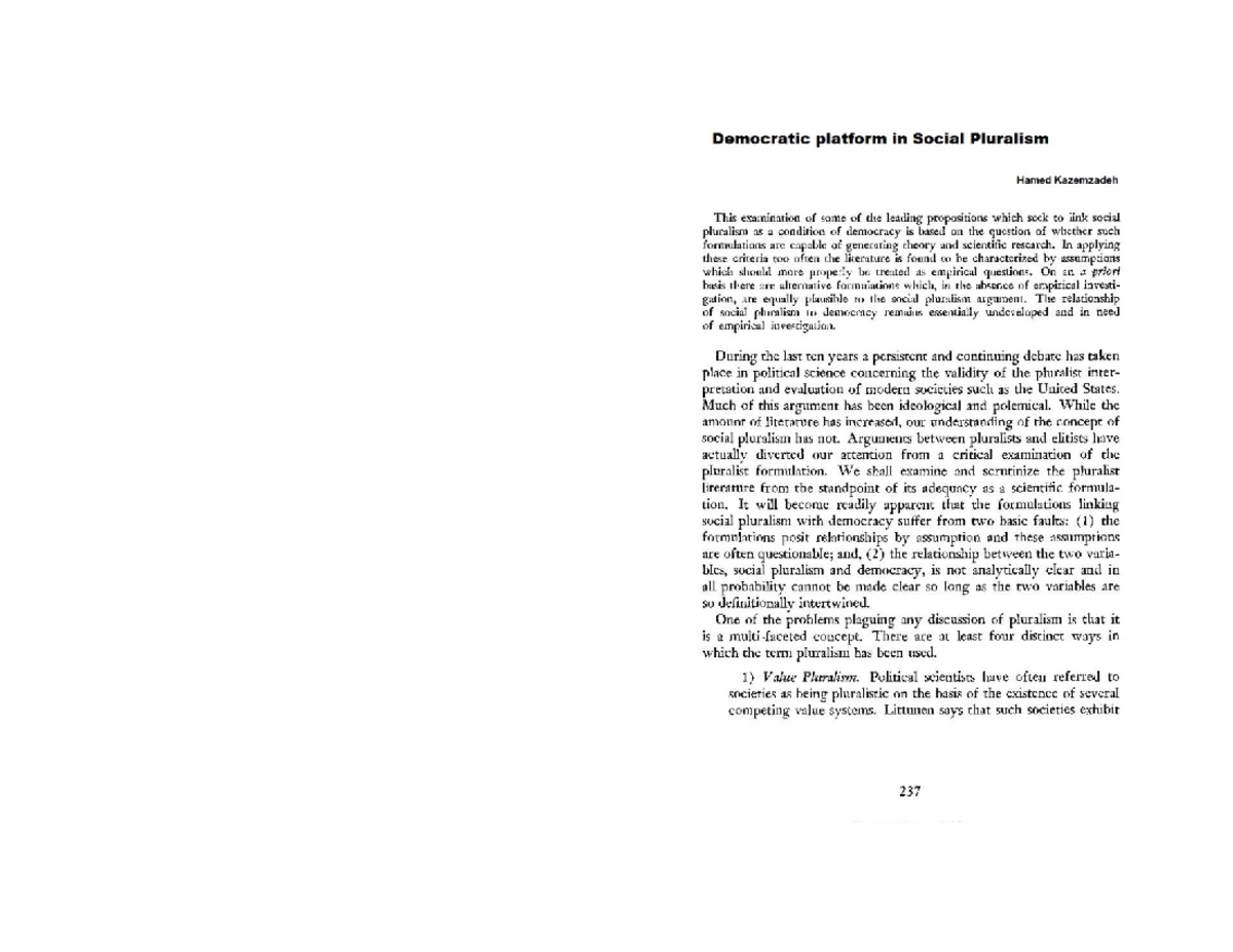 Democratic platform in Social Pluralism - Nguyên lý kế toán - Studocu